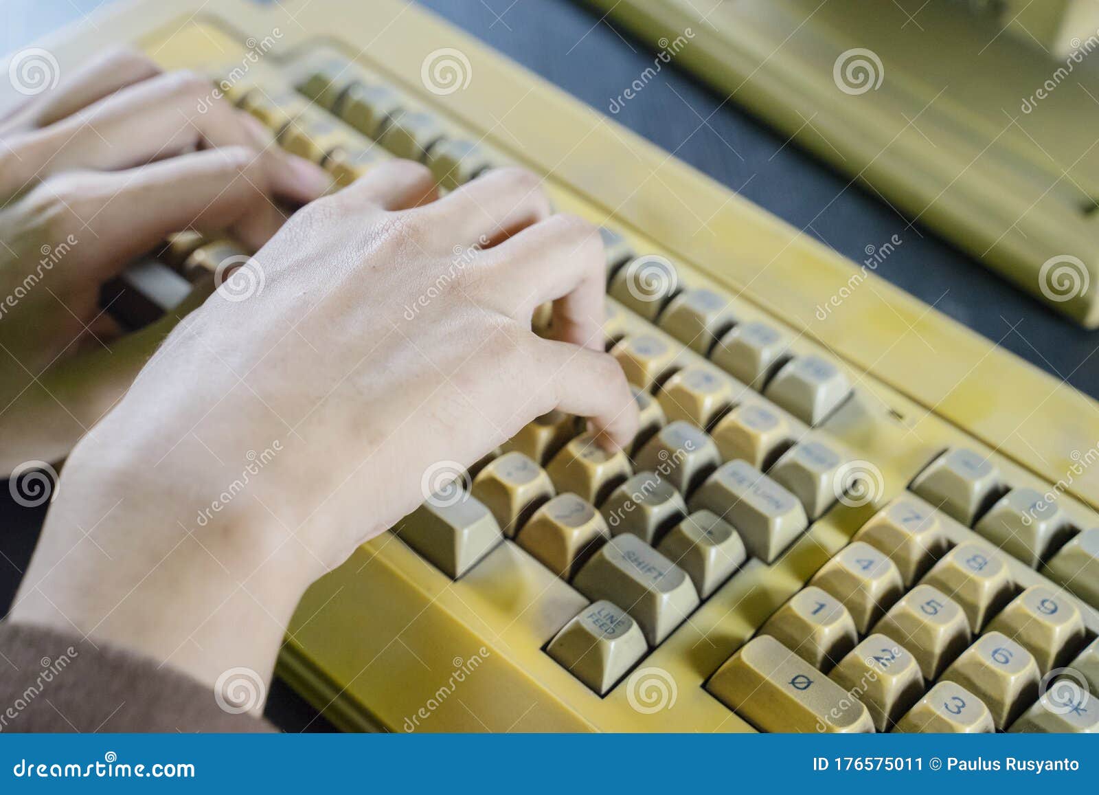 Hand of Man Typing on Keyboard Stock Image - Image of button ...