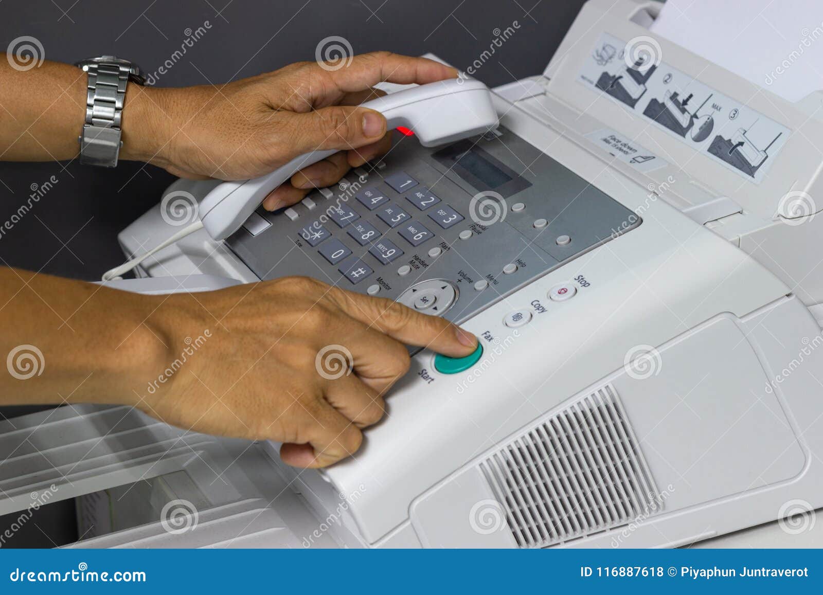 Hand Man are Using a Fax Machine Stock Photo - Image of hand, button ...