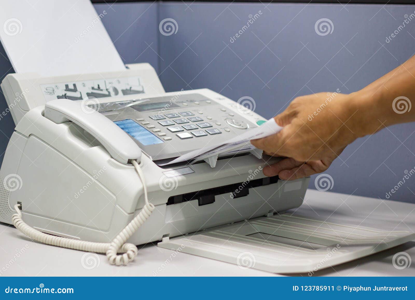 Hand Man are Using a Fax Machine in the Office Stock Image - Image of ...