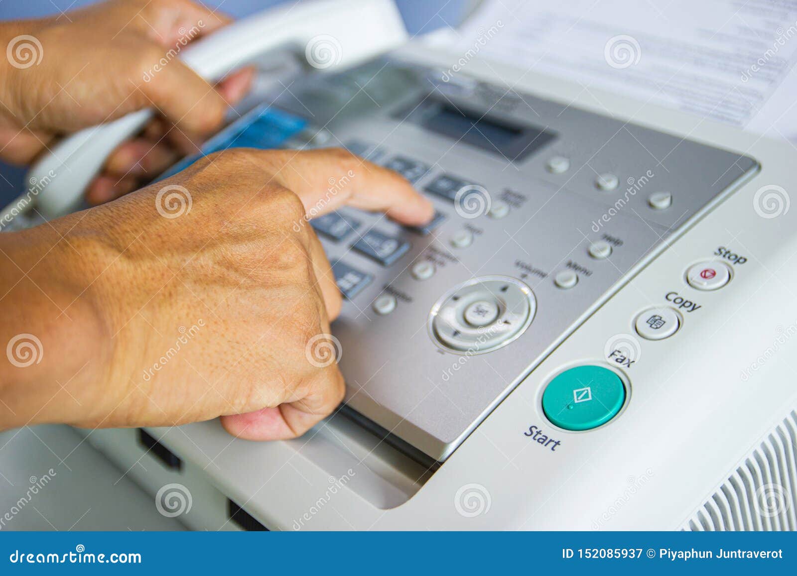 Hand Man are Using a Fax Machine in the Office Stock Image - Image of ...