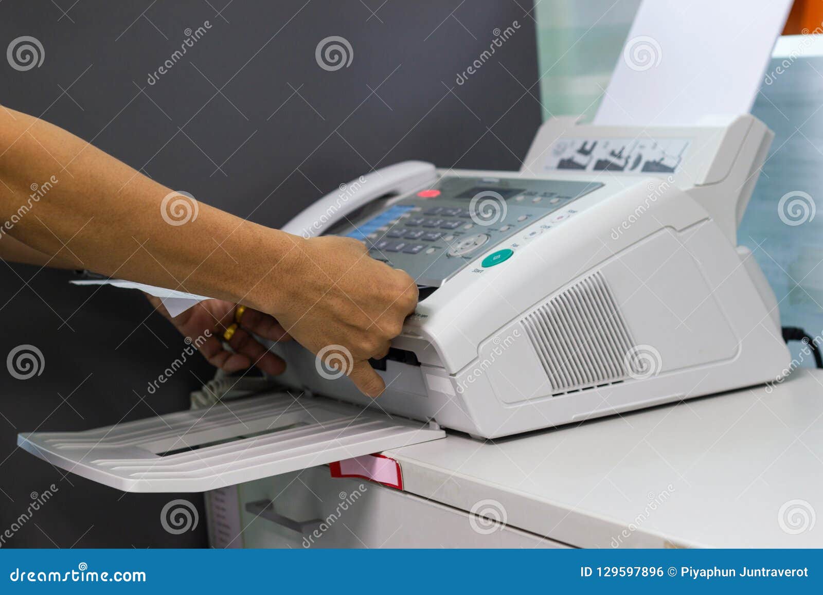 Hand Man are Using a Fax Machine in the Office Stock Photo - Image of ...