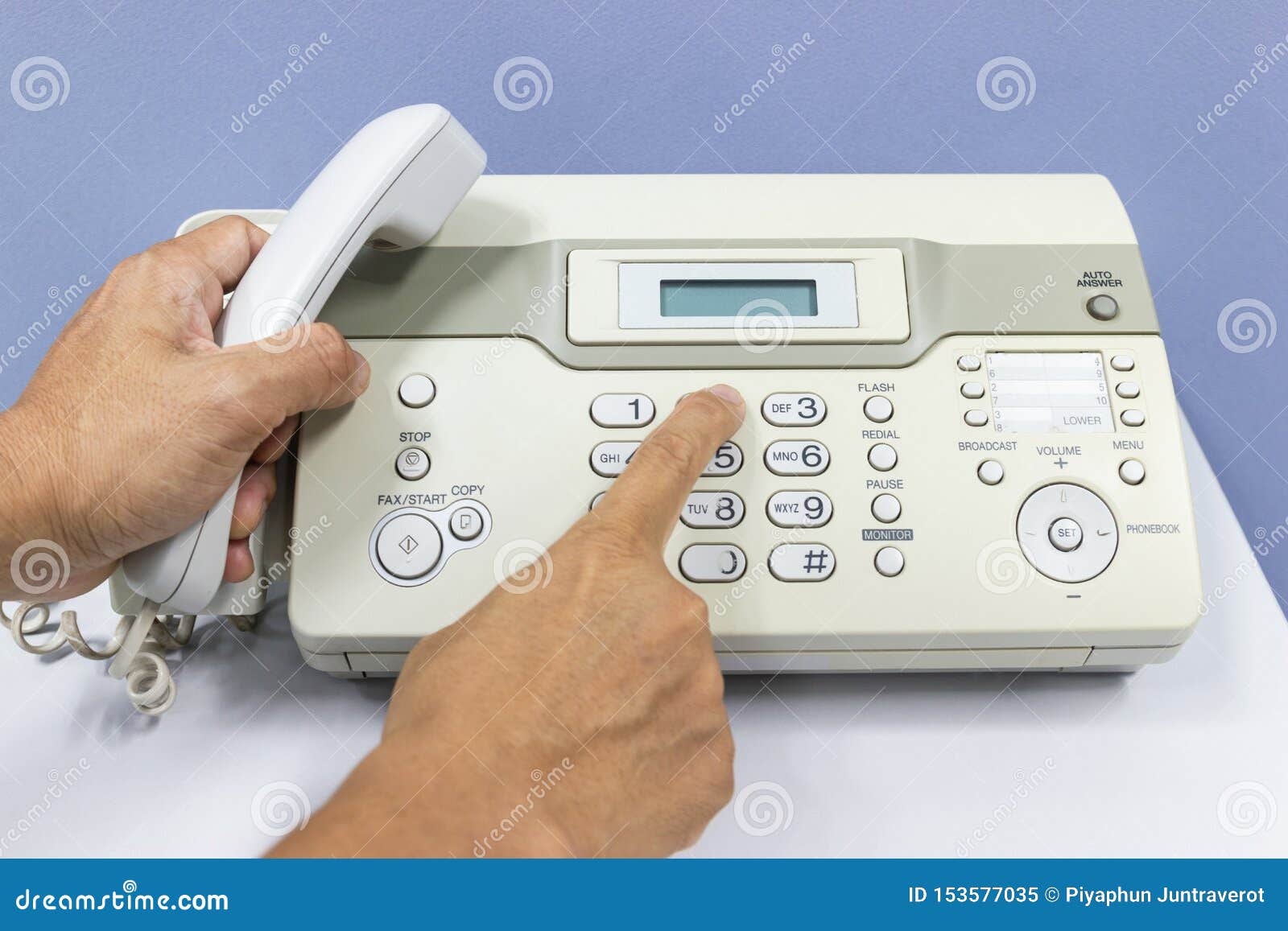 Hand Man are Using a Fax Machine in the Office Stock Image - Image of ...