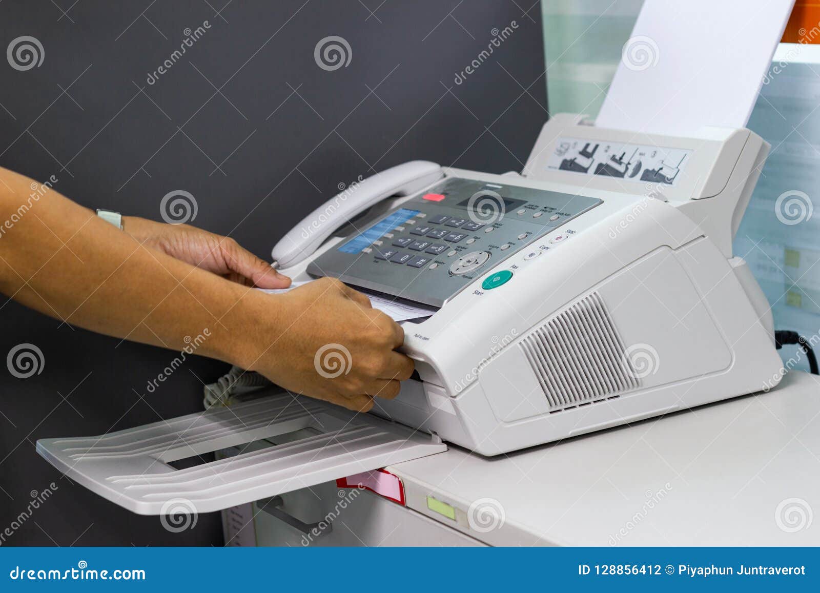 Hand Man are Using a Fax Machine in the Office Stock Photo - Image of ...