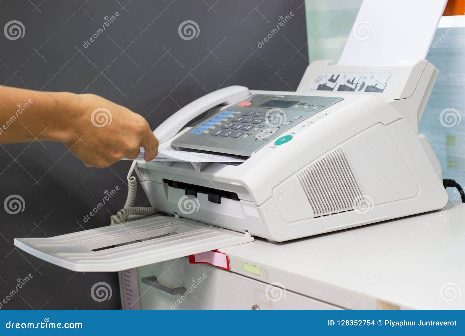 Hand Man are Using a Fax Machine in the Office Stock Photo - Image of ...