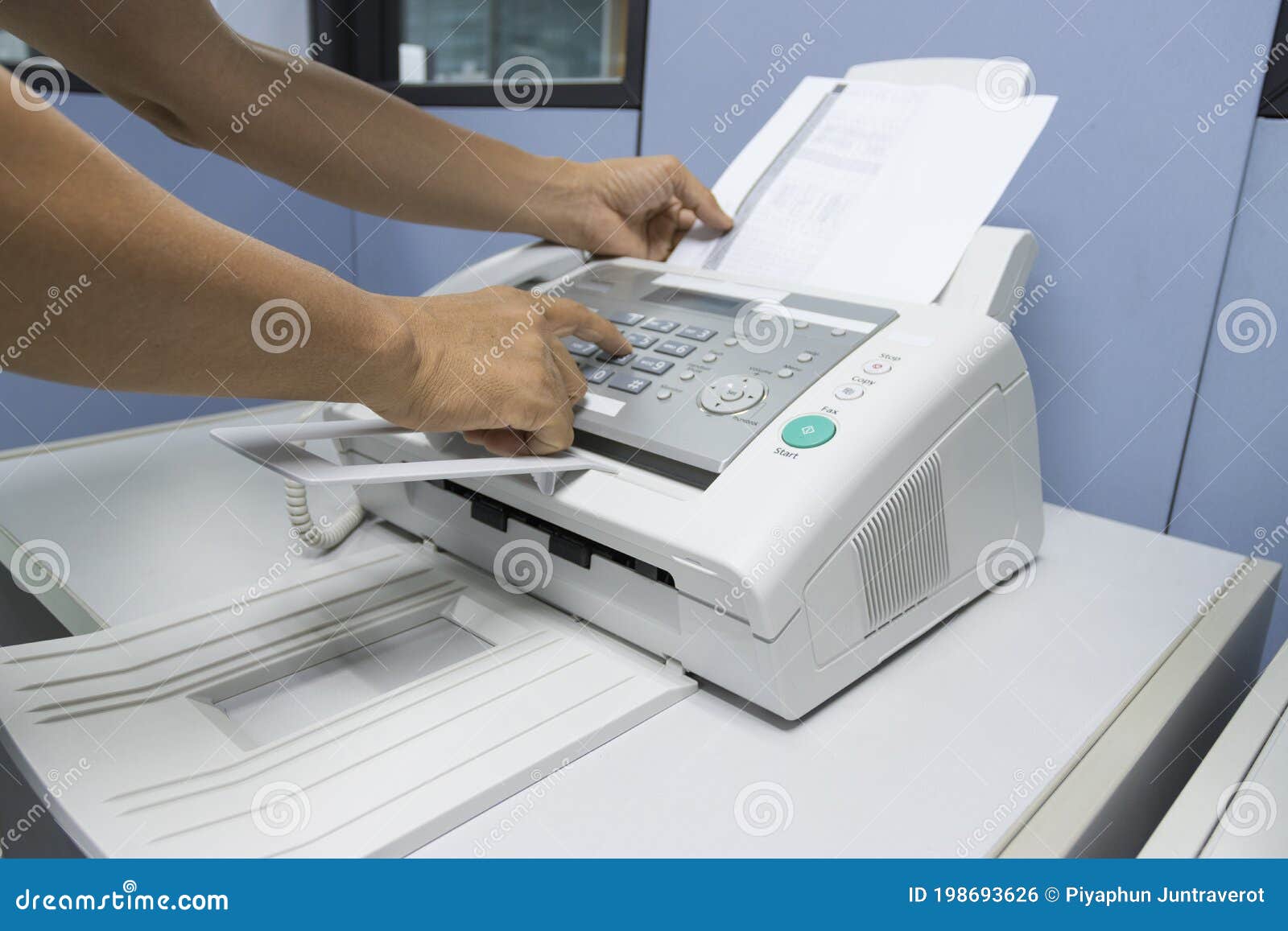 Hand Man are Using a Fax Machine in the Office Stock Photo - Image of ...