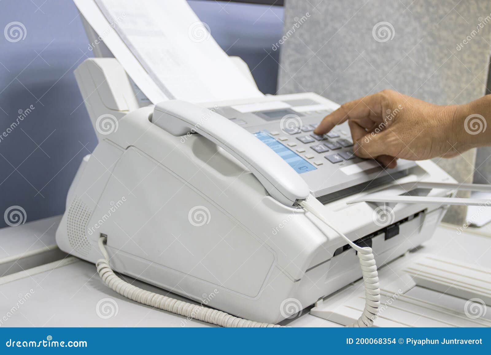 Hand Man are Using a Fax Machine in the Office Stock Photo - Image of ...