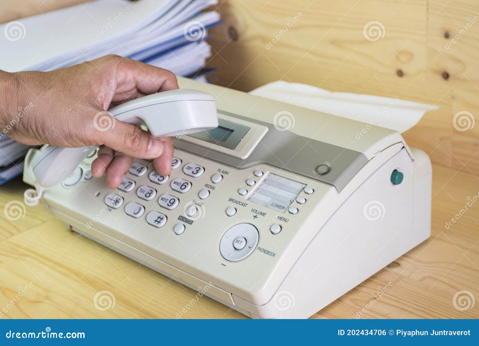 Hand Man are Using a Fax Machine in the Office Stock Photo - Image of ...