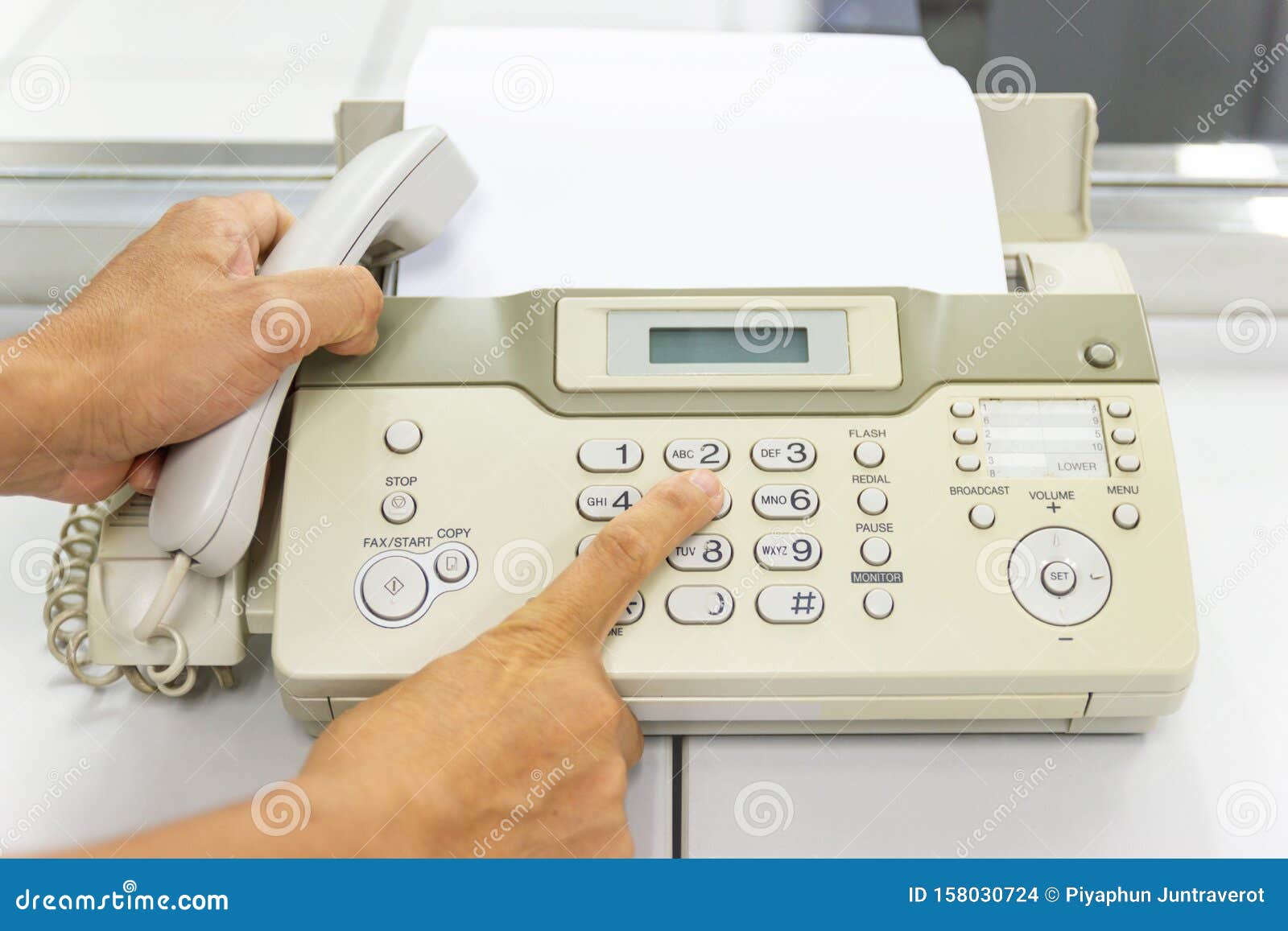Hand Man are Using a Fax Machine in the Office Stock Photo - Image of ...