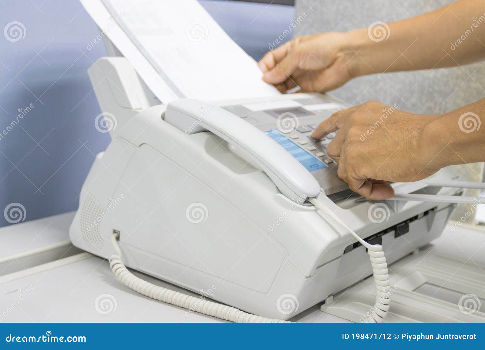 Hand Man are Using a Fax Machine in the Office Stock Photo - Image of ...