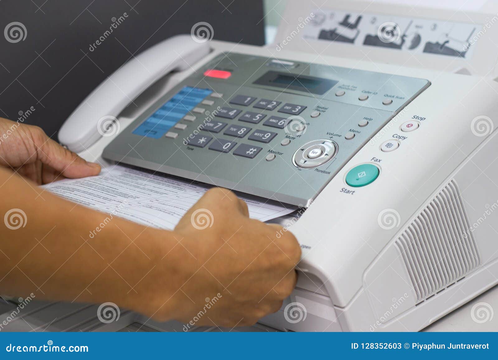 Hand Man are Using a Fax Machine in the Office Stock Image - Image of ...