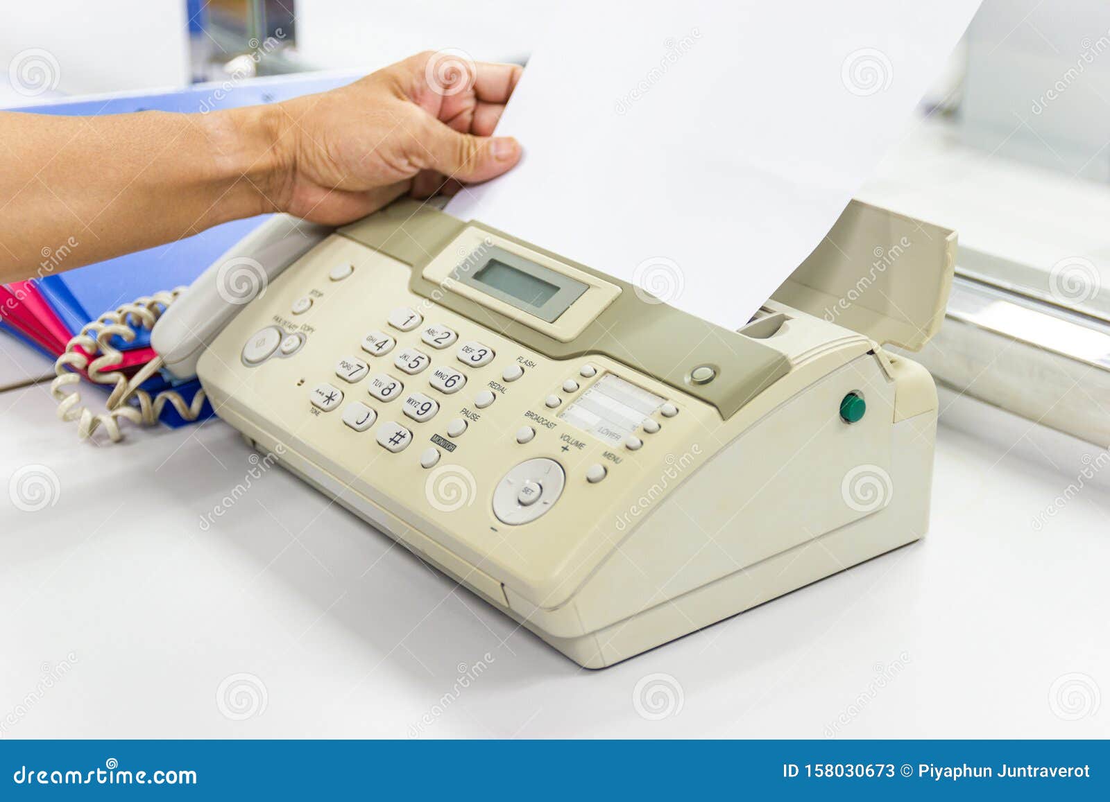 Hand Man are Using a Fax Machine in the Office Stock Image - Image of ...