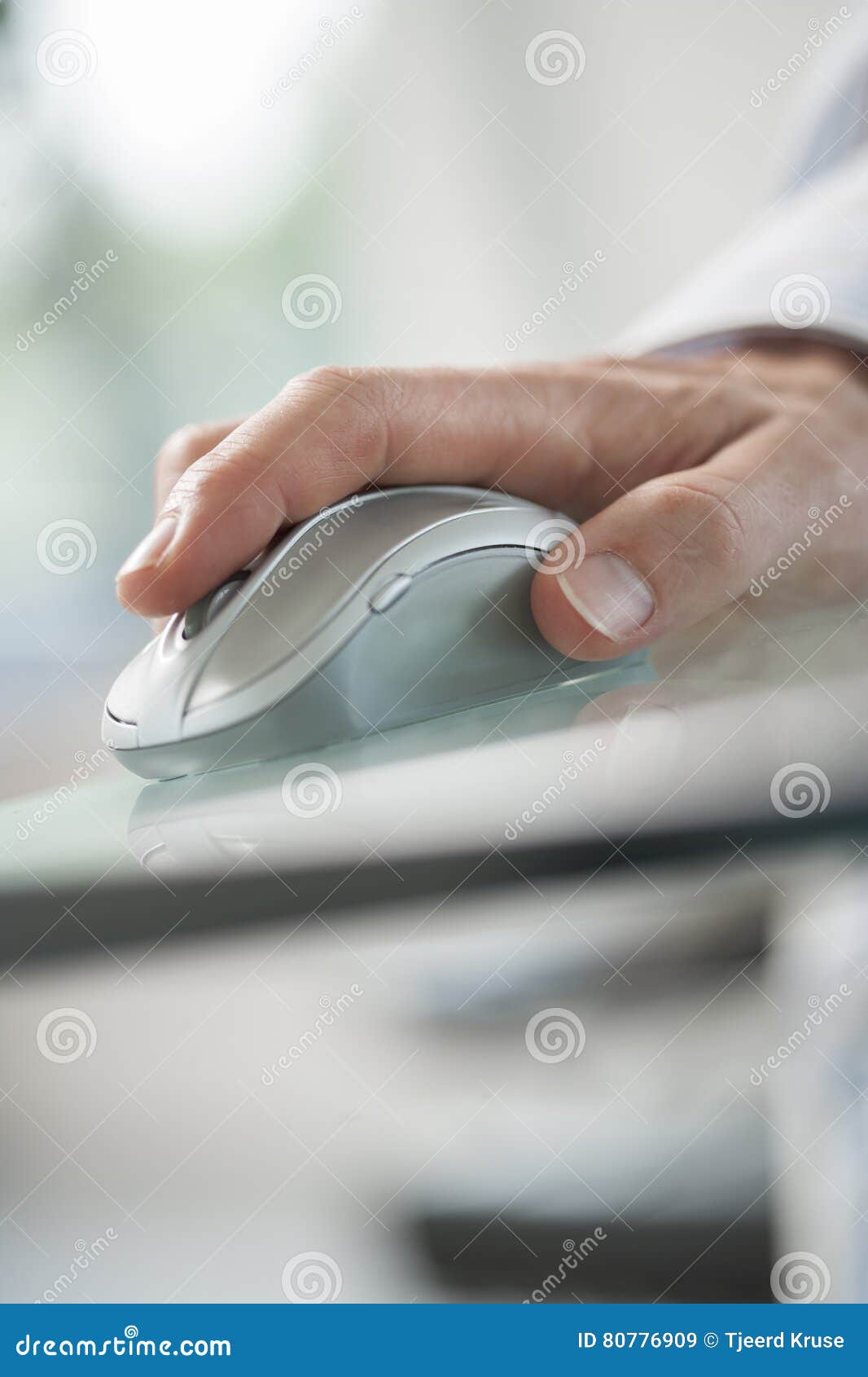 Hand of Man Using His Forefinger To Control a Cordless Mouse Stock ...