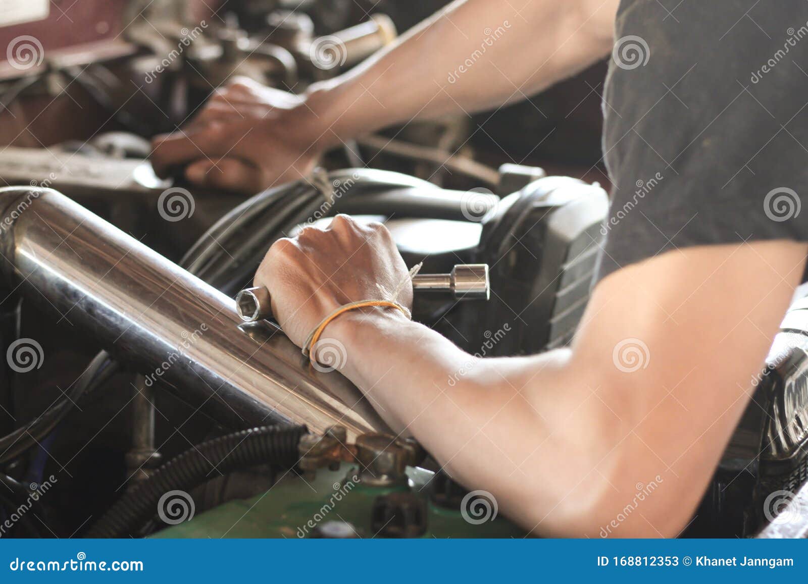 Repair engine stock image. Image of hand, automotive - 168812353