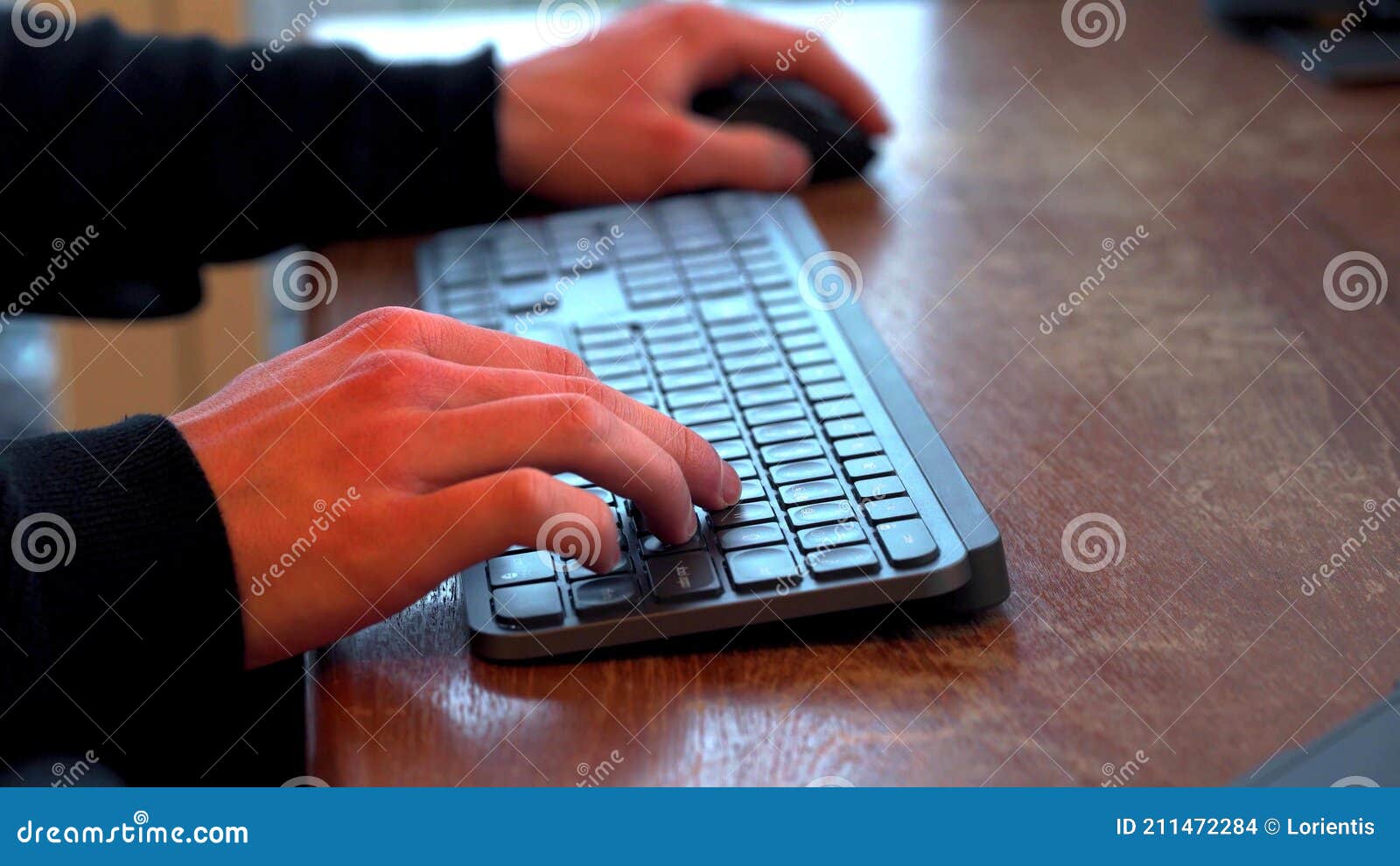 Hand of a Man Who is Using a Keyboard Stock Photo - Image of ...
