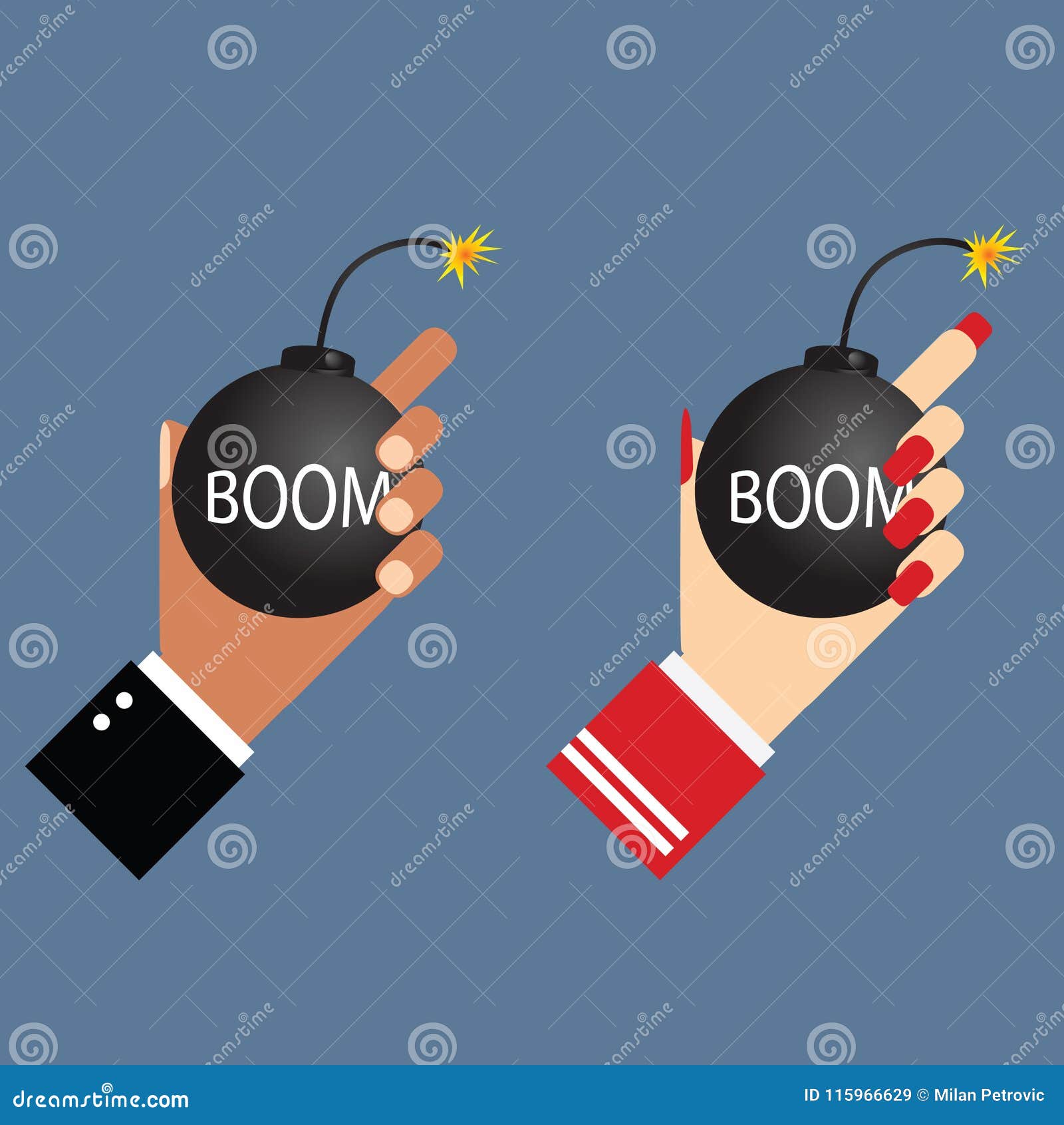 Hand Holds the Bomb Vector Illustration Stock Vector - Illustration of ...