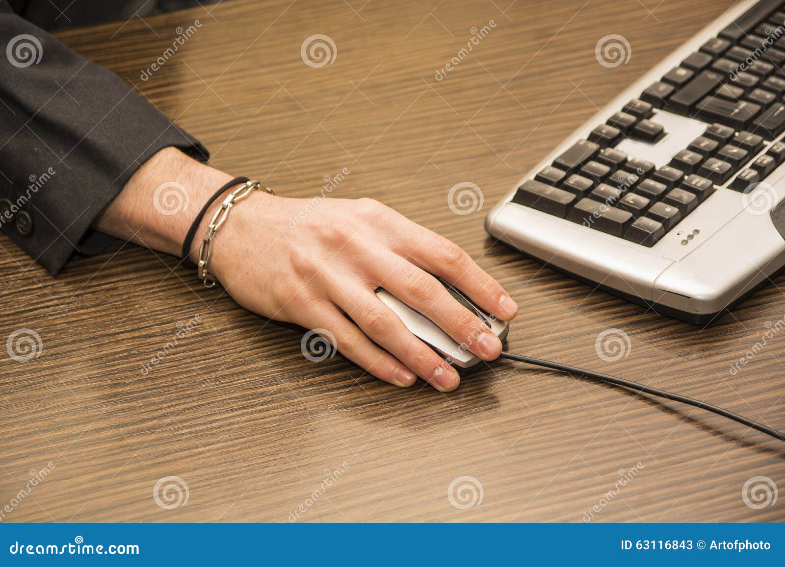 Hand of a Man Working at Computer Stock Image - Image of corporate ...