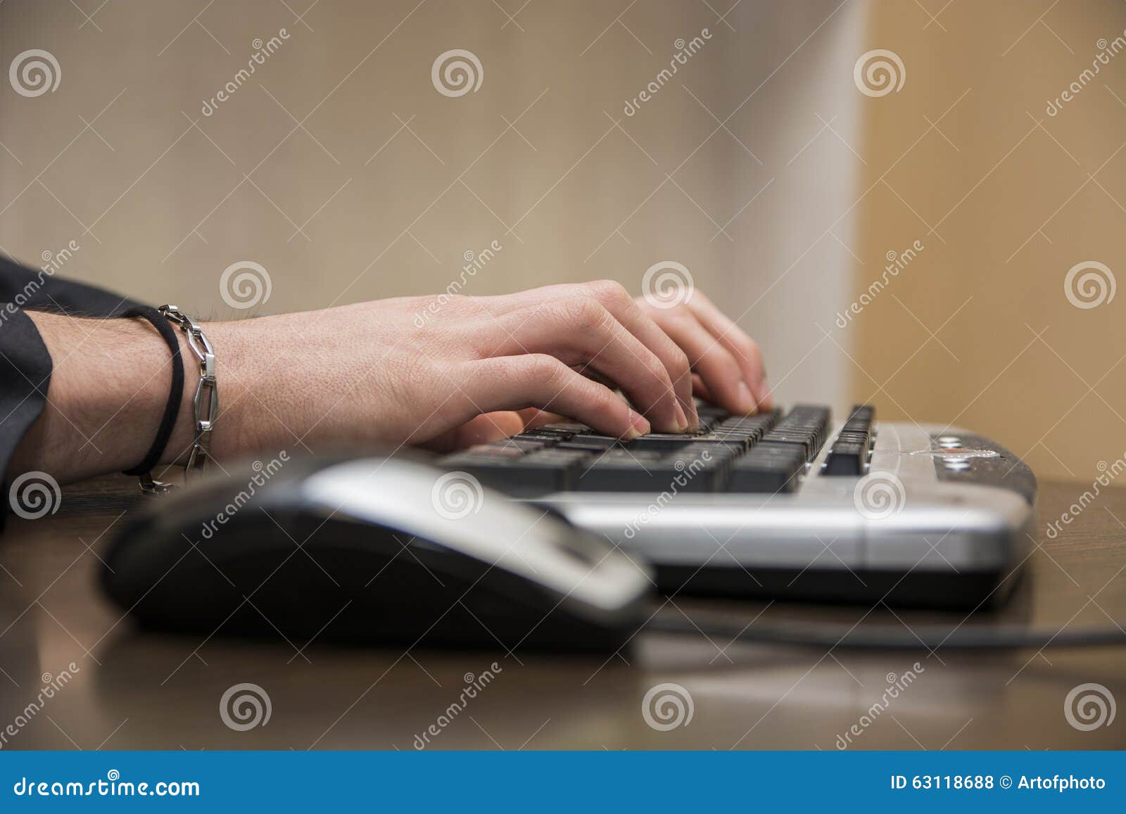 Hand of a Man Working at Computer Stock Photo - Image of dark, hardware ...