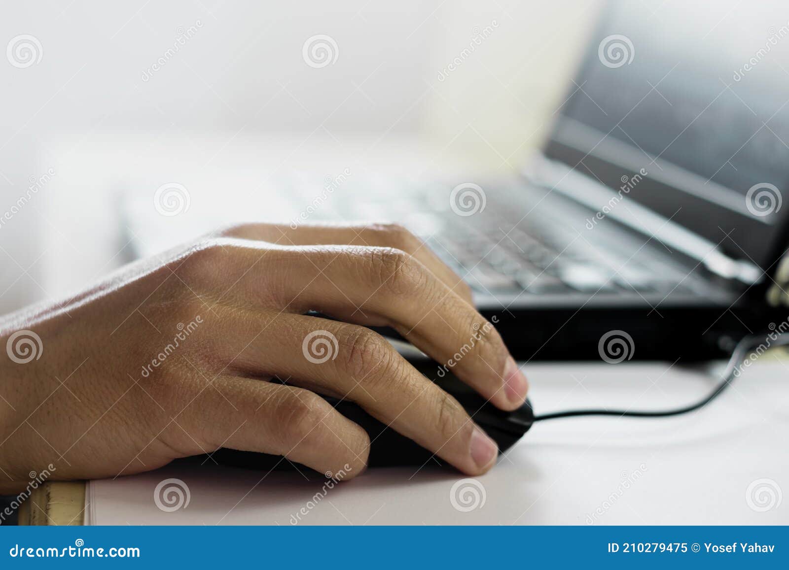 Hand of a Man Working on a Laptop Stock Image - Image of desktop ...