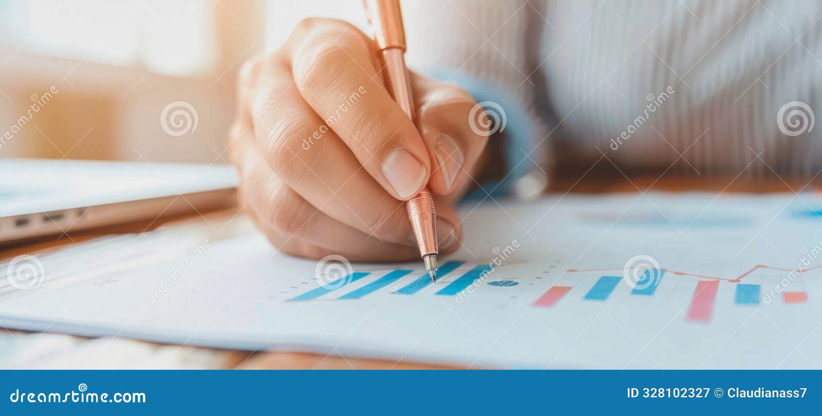 Hand of a Man Writing in a Chart on a Paper Stock Image - Image of ...