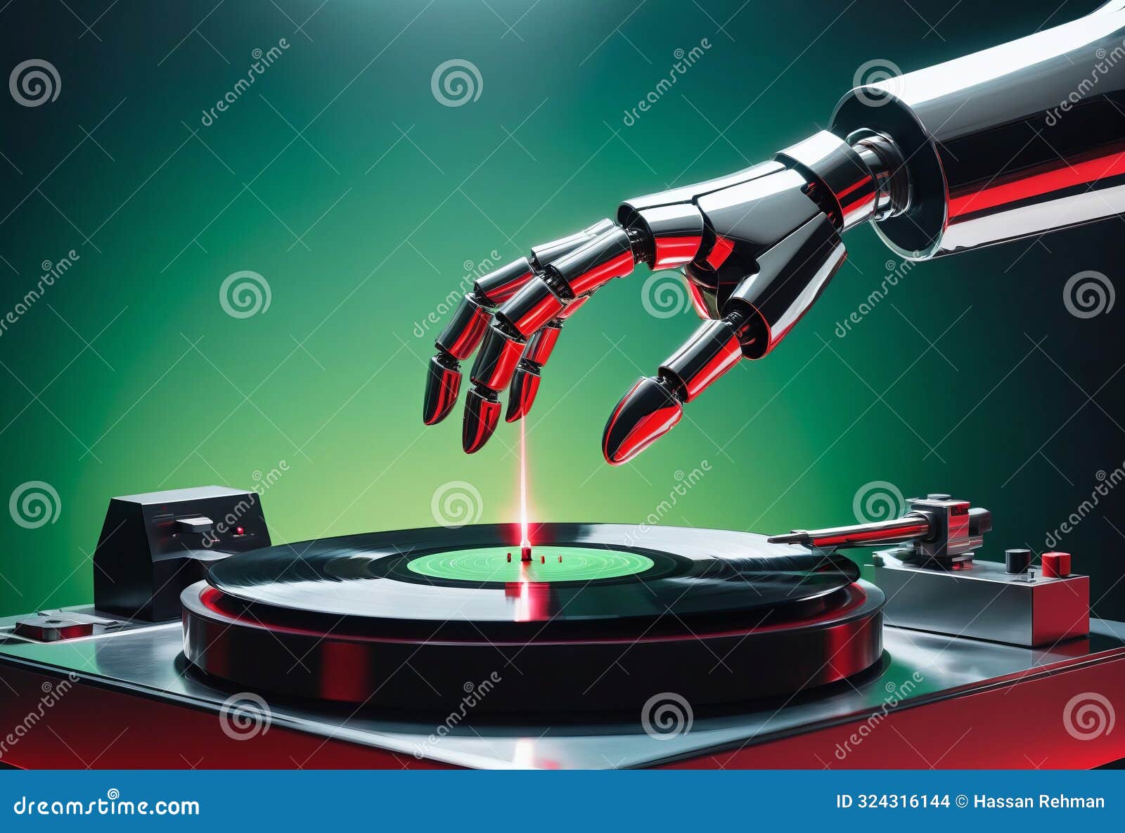 Hand Manipulating Vinyl Record on Turntable Stock Illustration ...