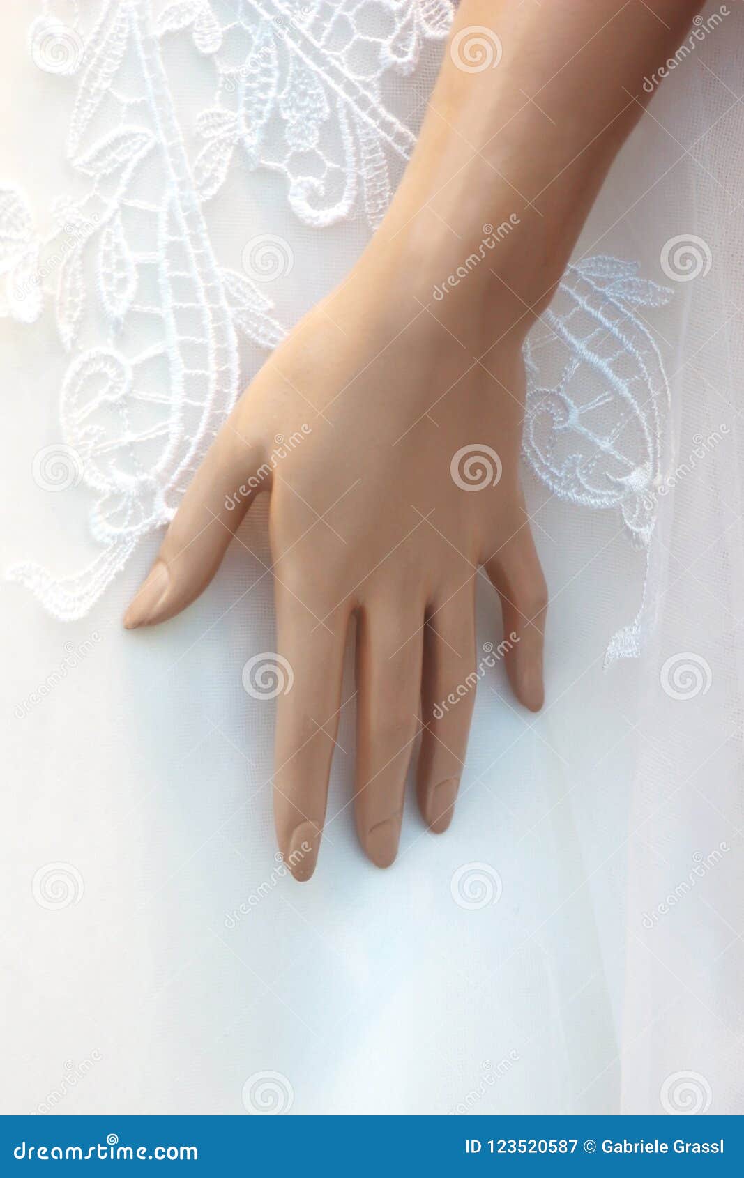 Hand of a Mannequin on a Wedding Dress Stock Image - Image of delicate ...