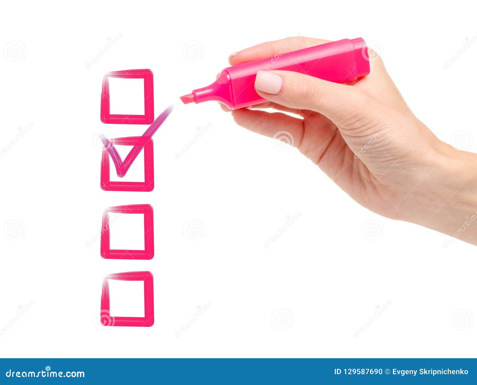 Hand with Marker and Check Boxes Isolated Stock Photo - Image of ...