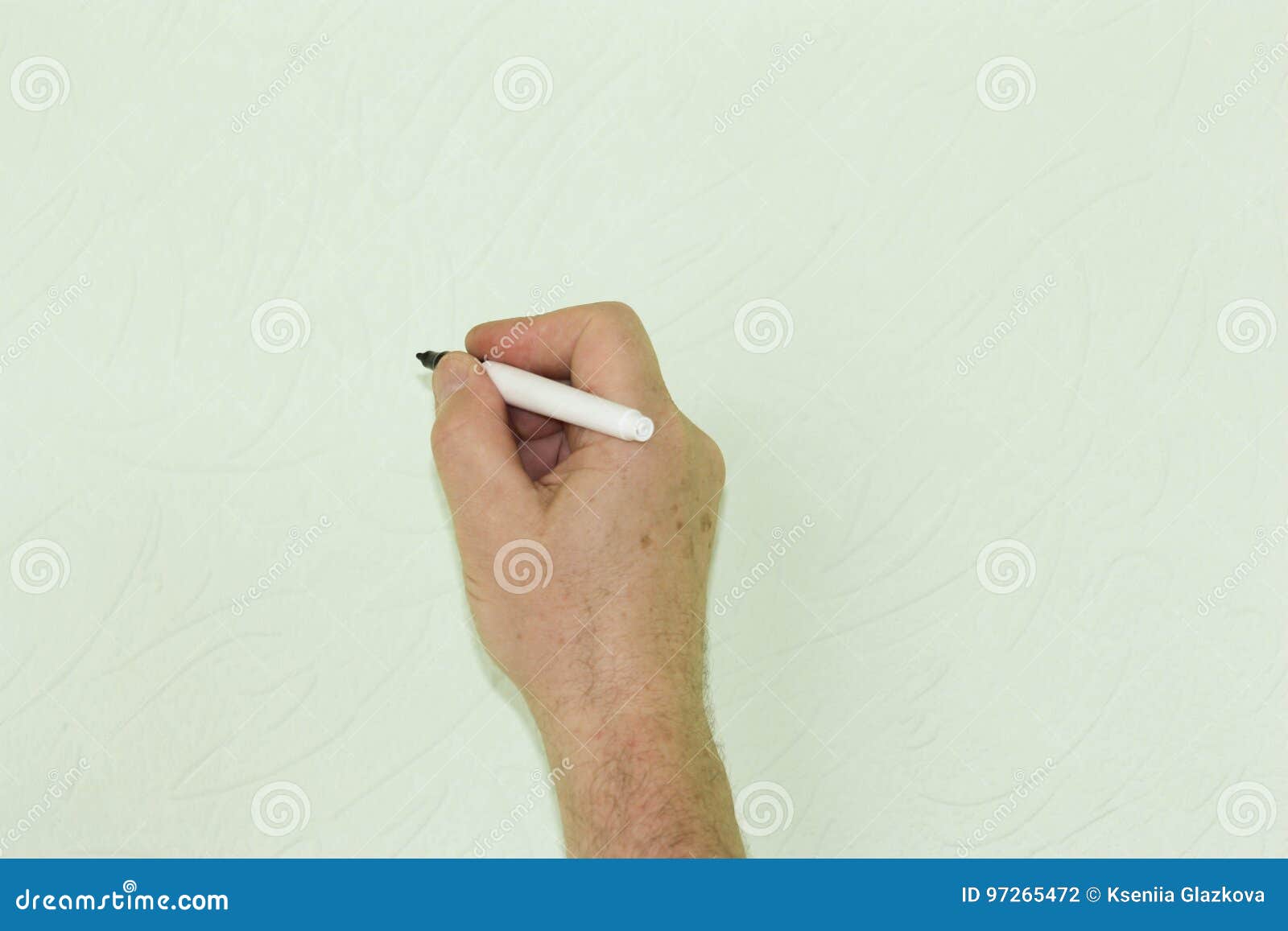 Hand and Marker. Man`s Hand Write Stock Photo - Image of male ...