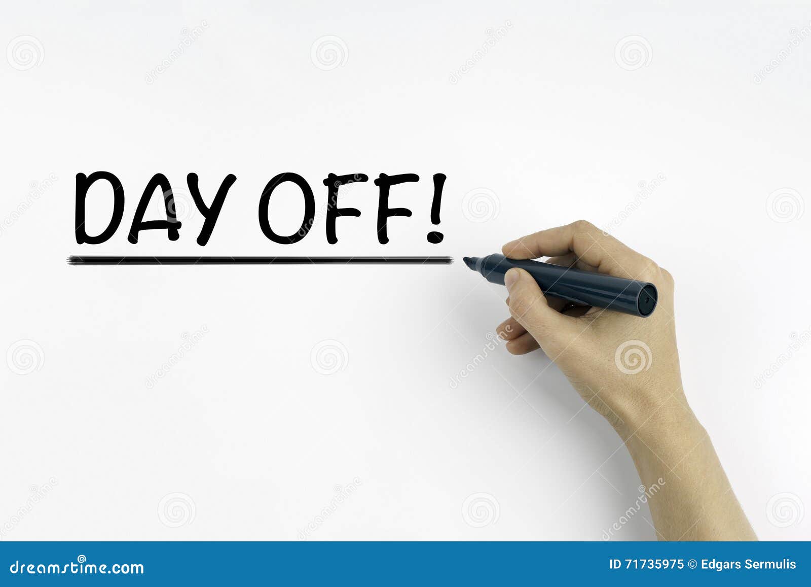 Hand with Marker Writing: Day Off Stock Image - Image of message, place ...