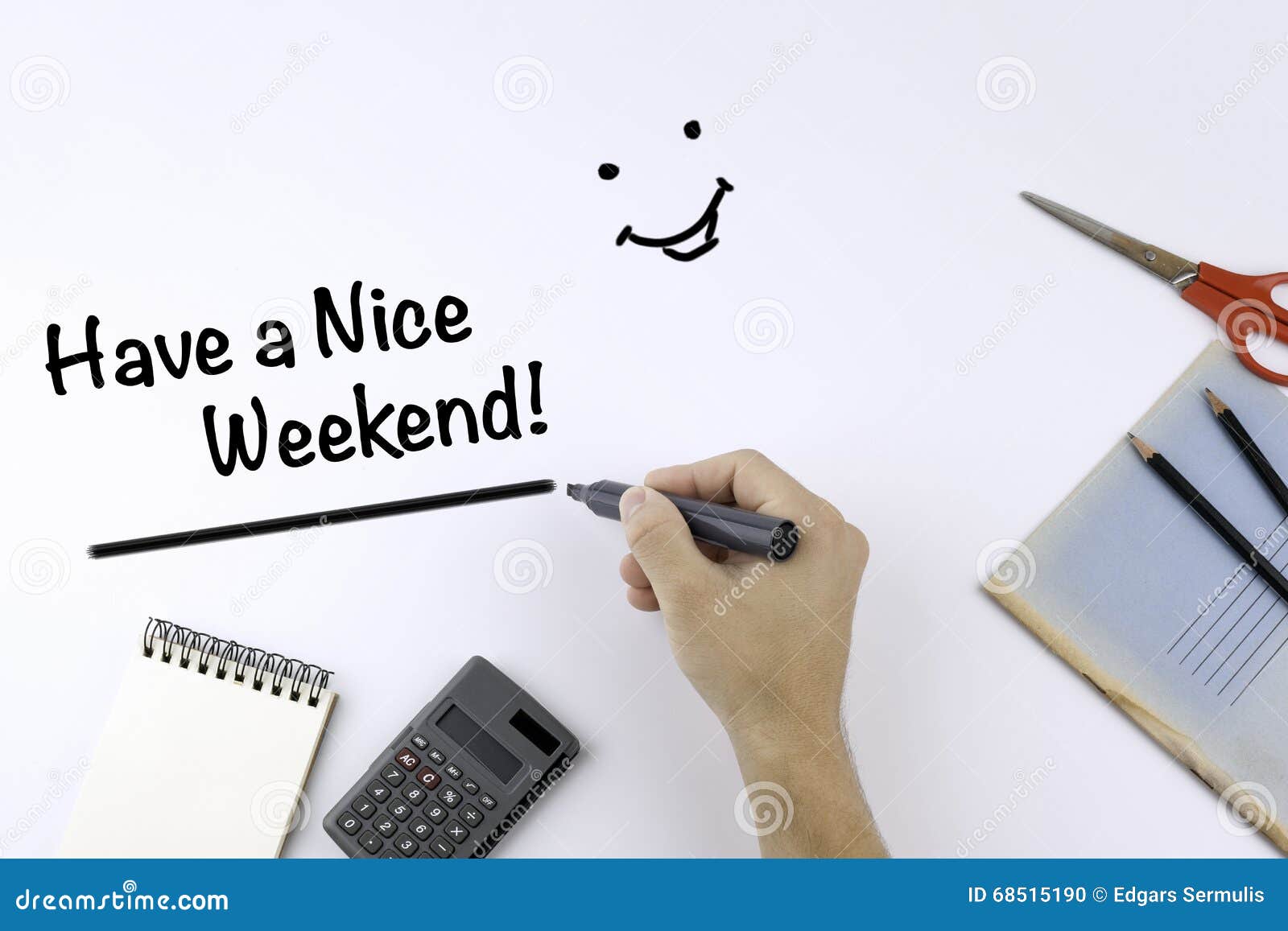 Hand with Marker Writing - Have a Nice Weekend! Stock Photo - Image of ...