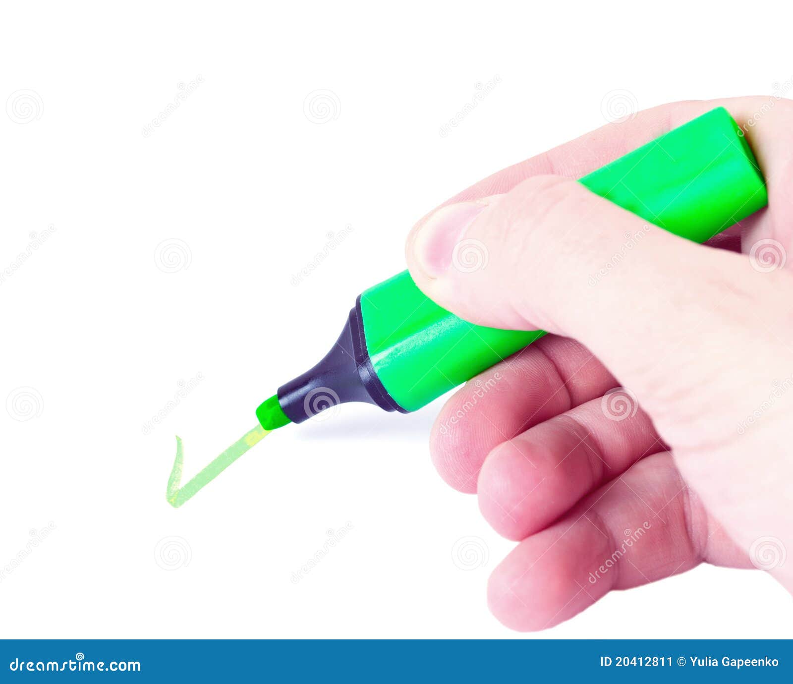 Hand With Marker Writing Isolated Stock Image - Image of people, green ...