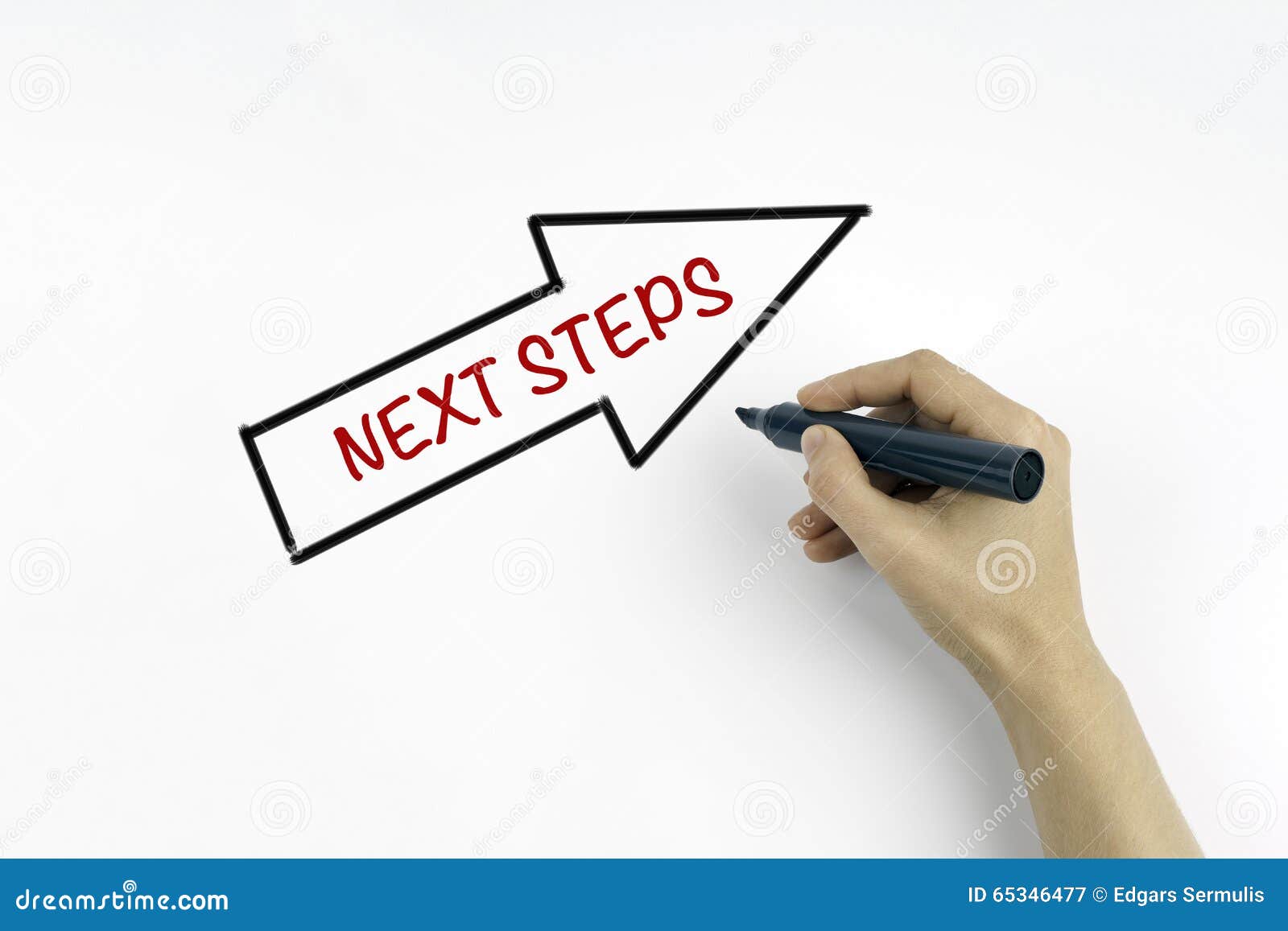 Hand with Marker Writing - Next Steps Stock Image - Image of ...