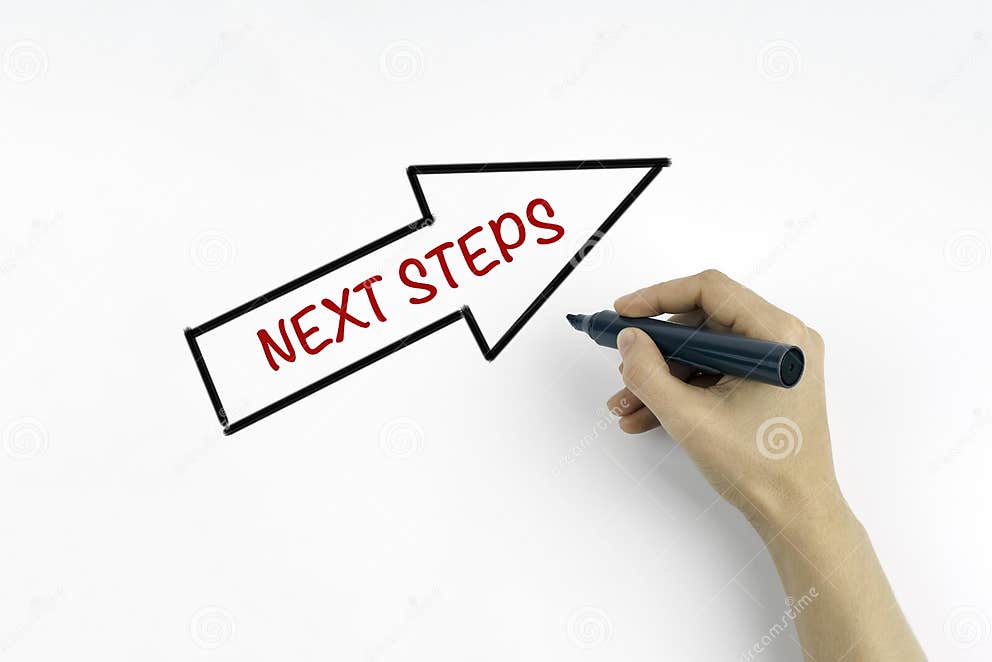 Hand with Marker Writing - Next Steps Stock Image - Image of ...