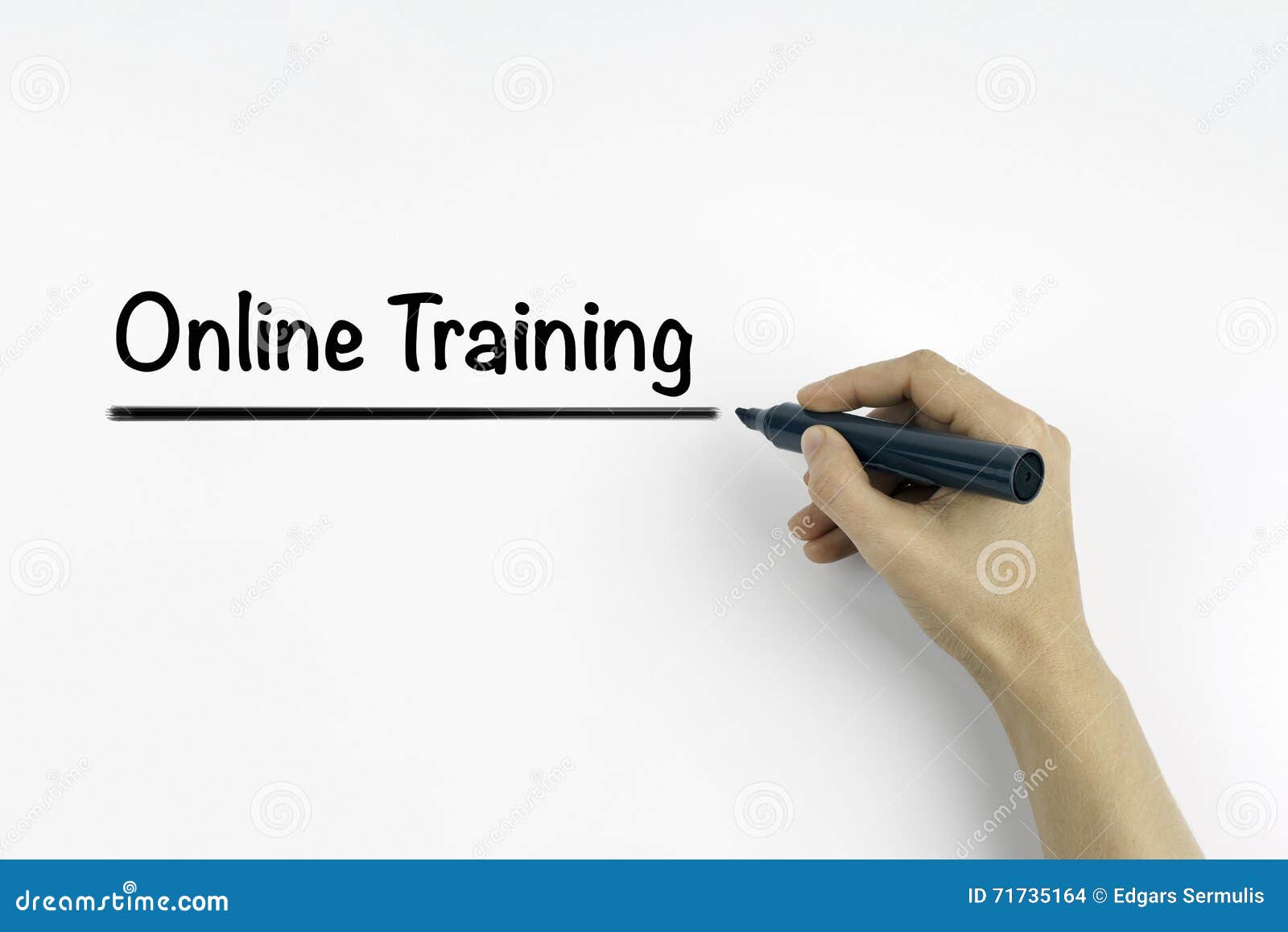 Hand with Marker Writing: Online Training Stock Photo - Image of ...