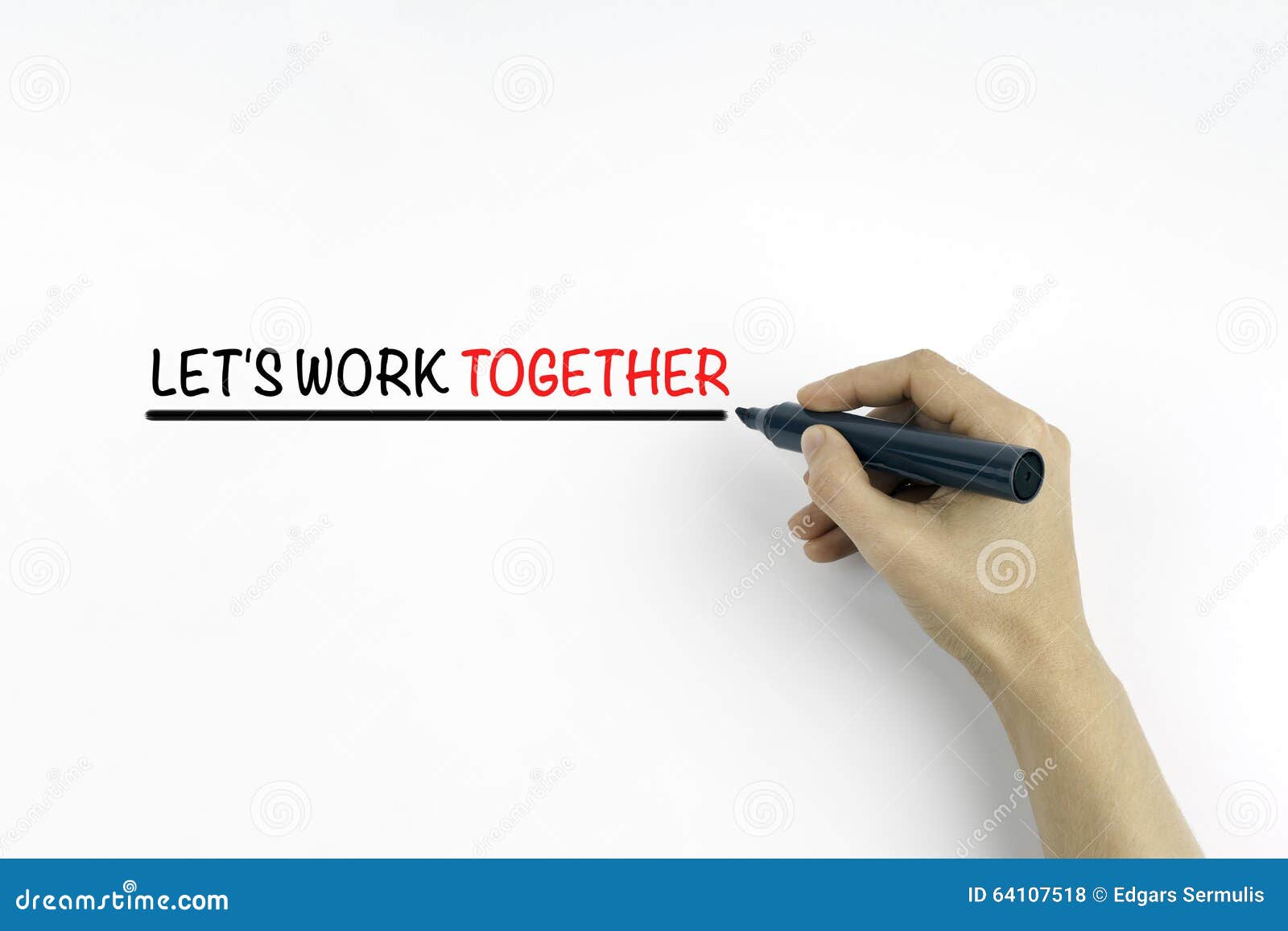Hand with Marker Writing the Text - Let S Work Together Stock Photo ...