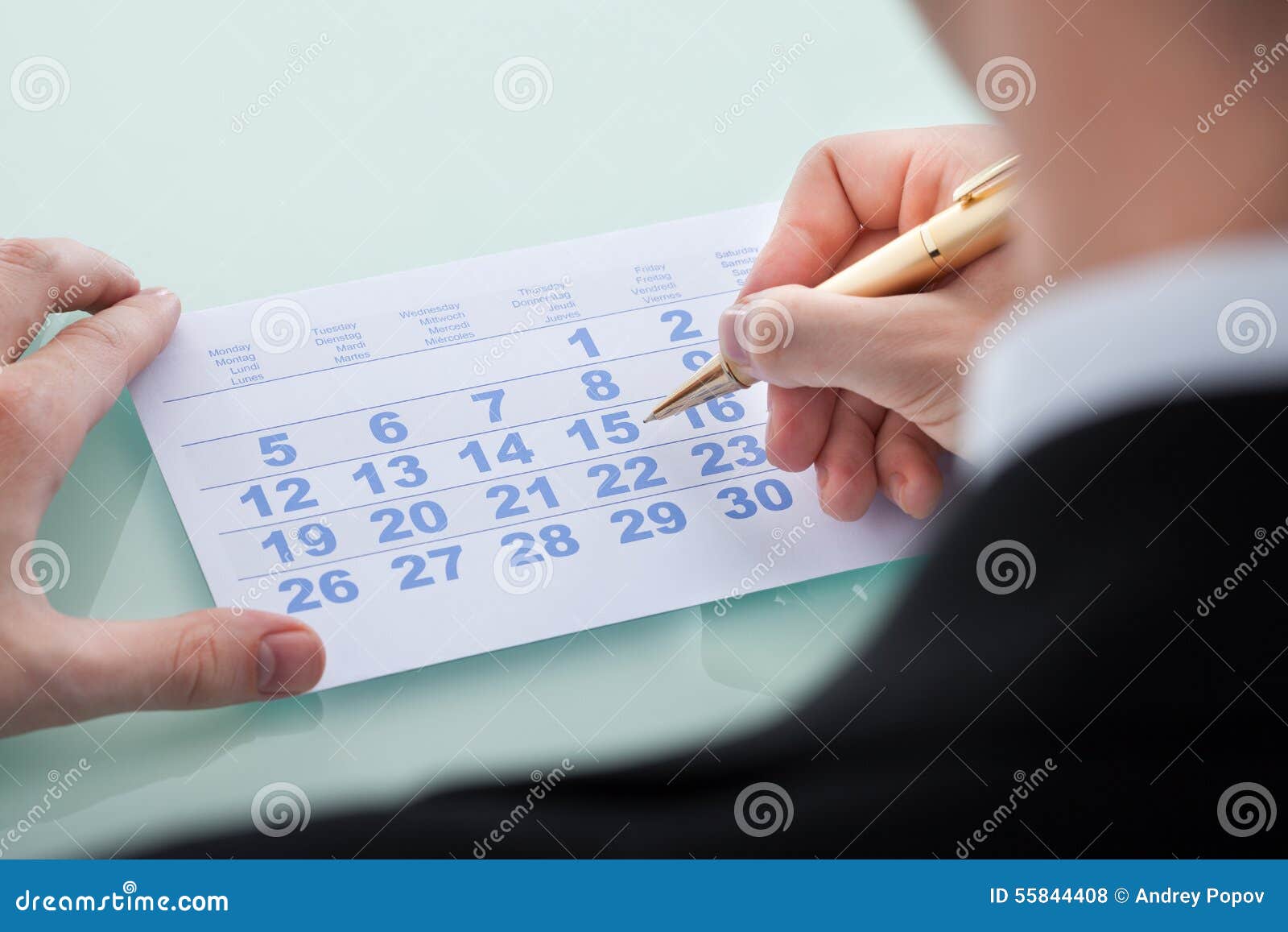 Hand Marking Date 15 on Calendar Stock Photo - Image of closeup ...