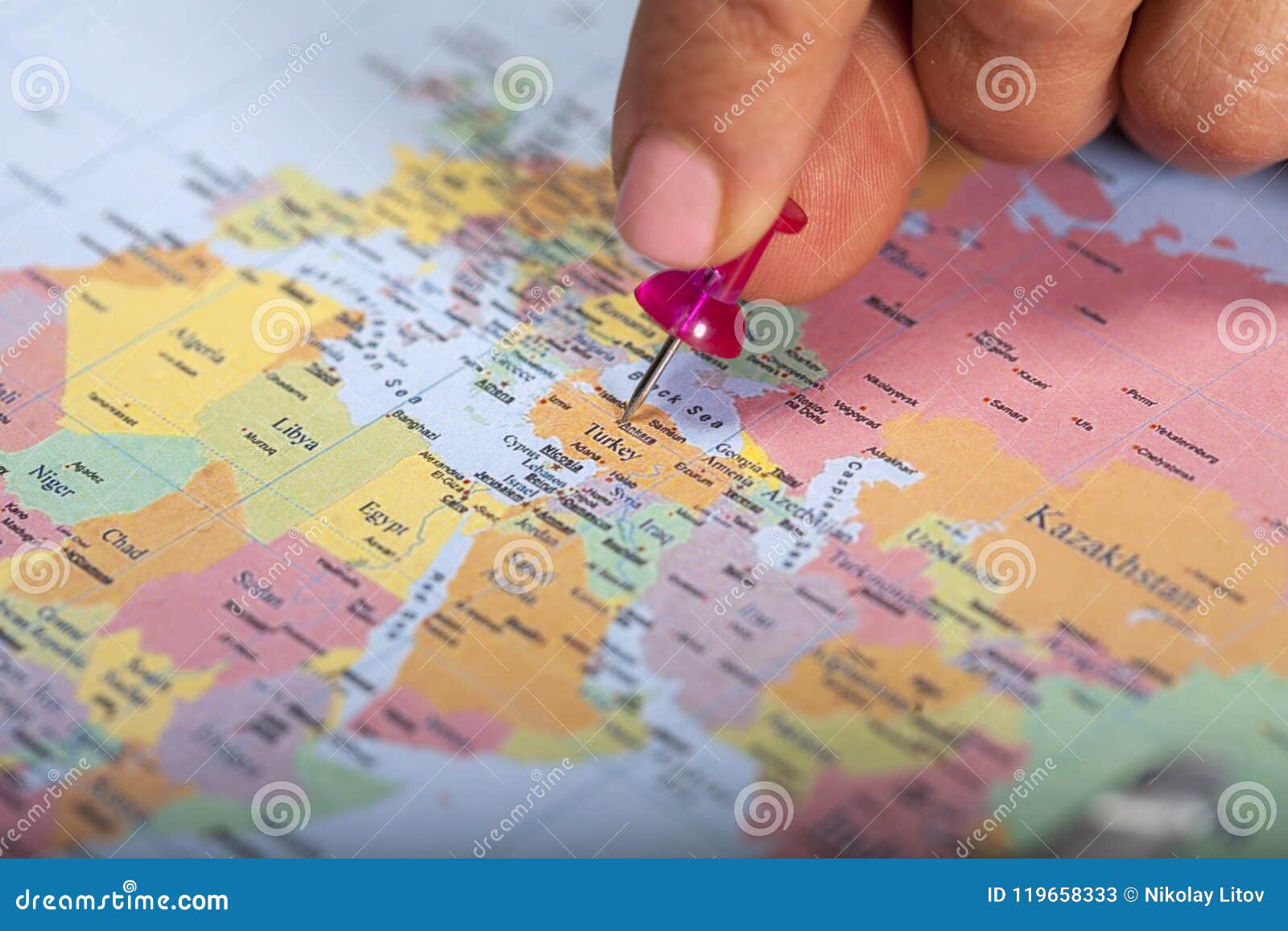 Hand Marking Turkey on Map with Pin Stock Image - Image of city, people ...