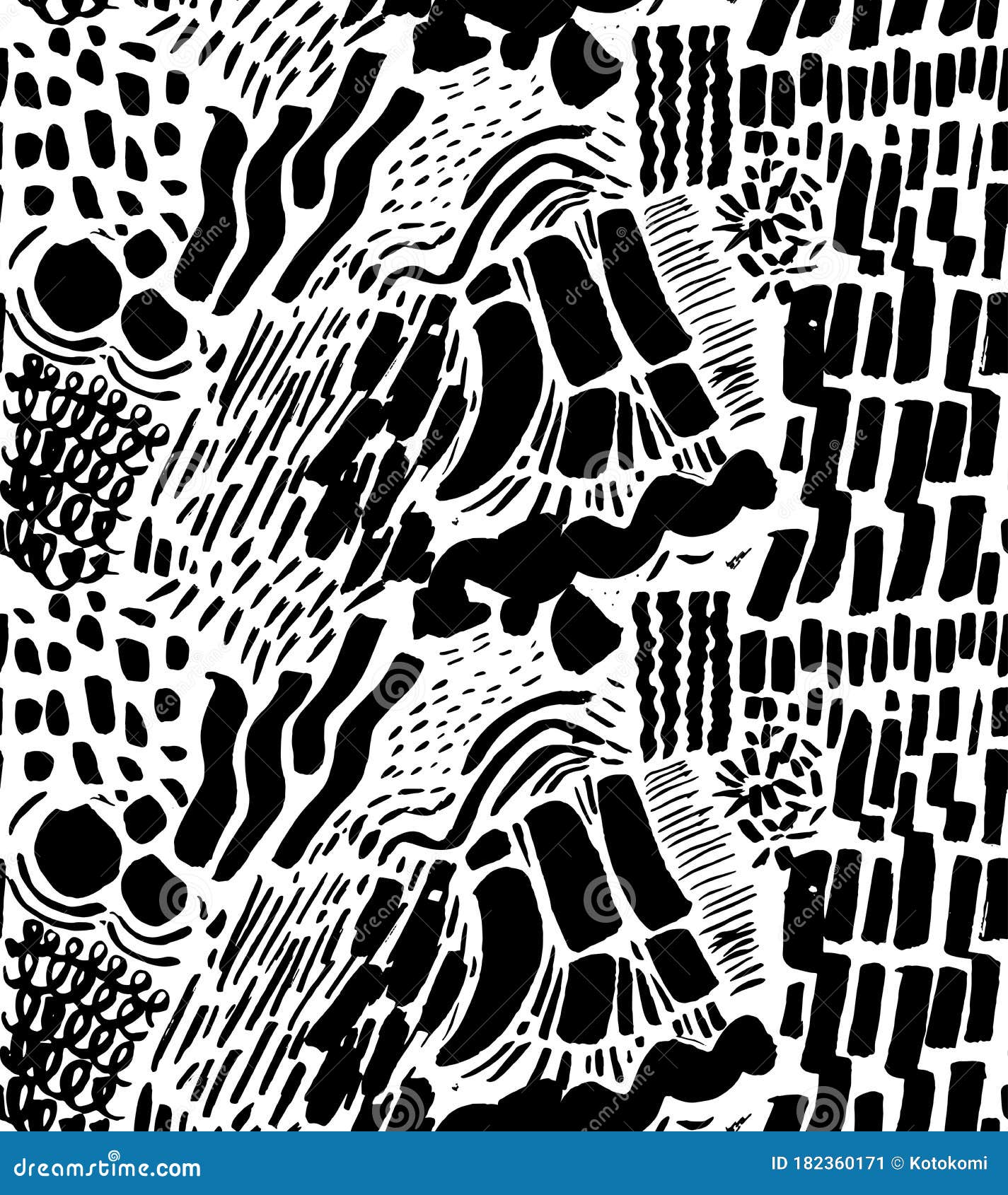 Hand Marks Pattern, Seamless Texture Full of Bold Lines and Scribble ...