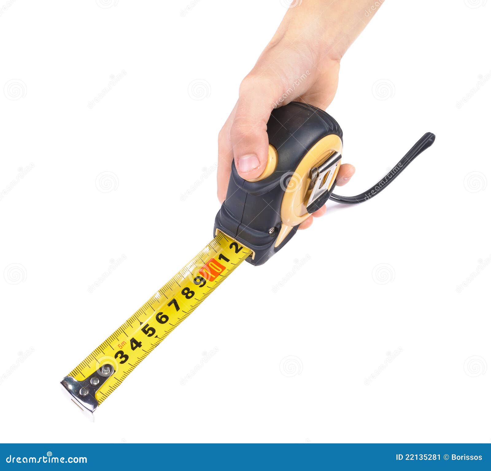 Hand with a measuring tape stock image. Image of holding - 22135281