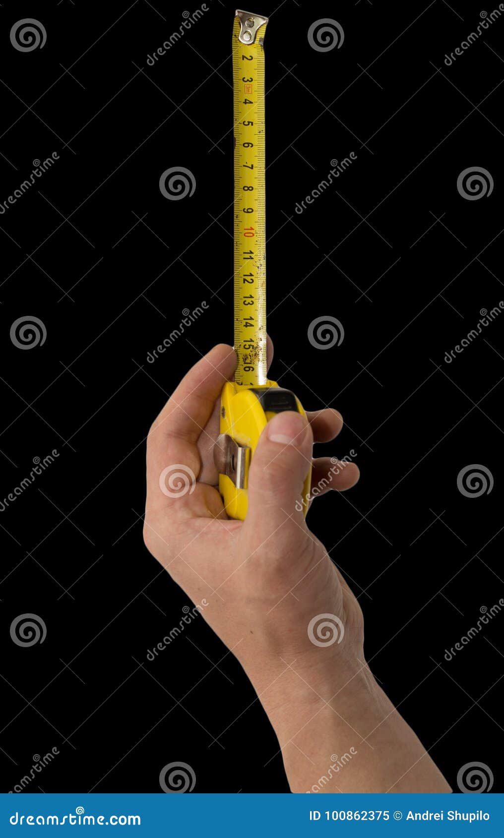 Hand with Measuring Tool - Completely Isolated on Black Stock Image ...