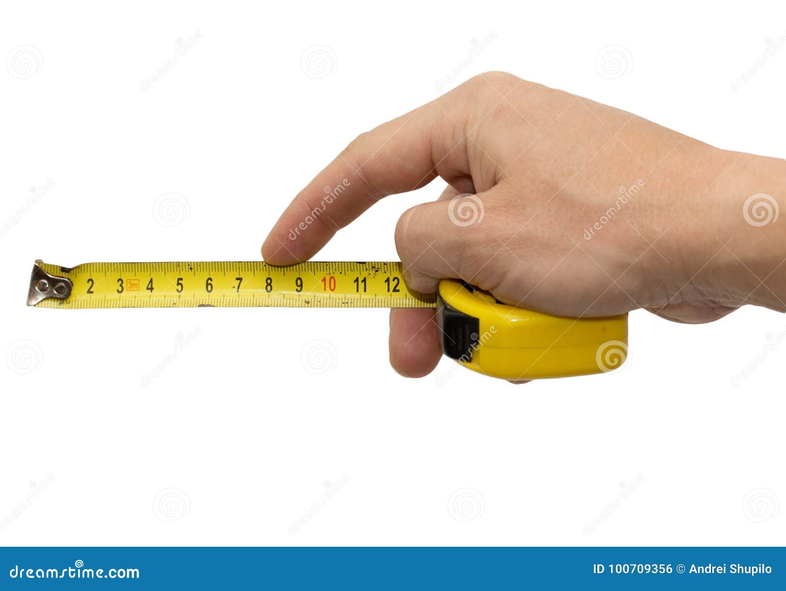 Hand with Measuring Tool - Completely Isolated on White Stock Photo ...
