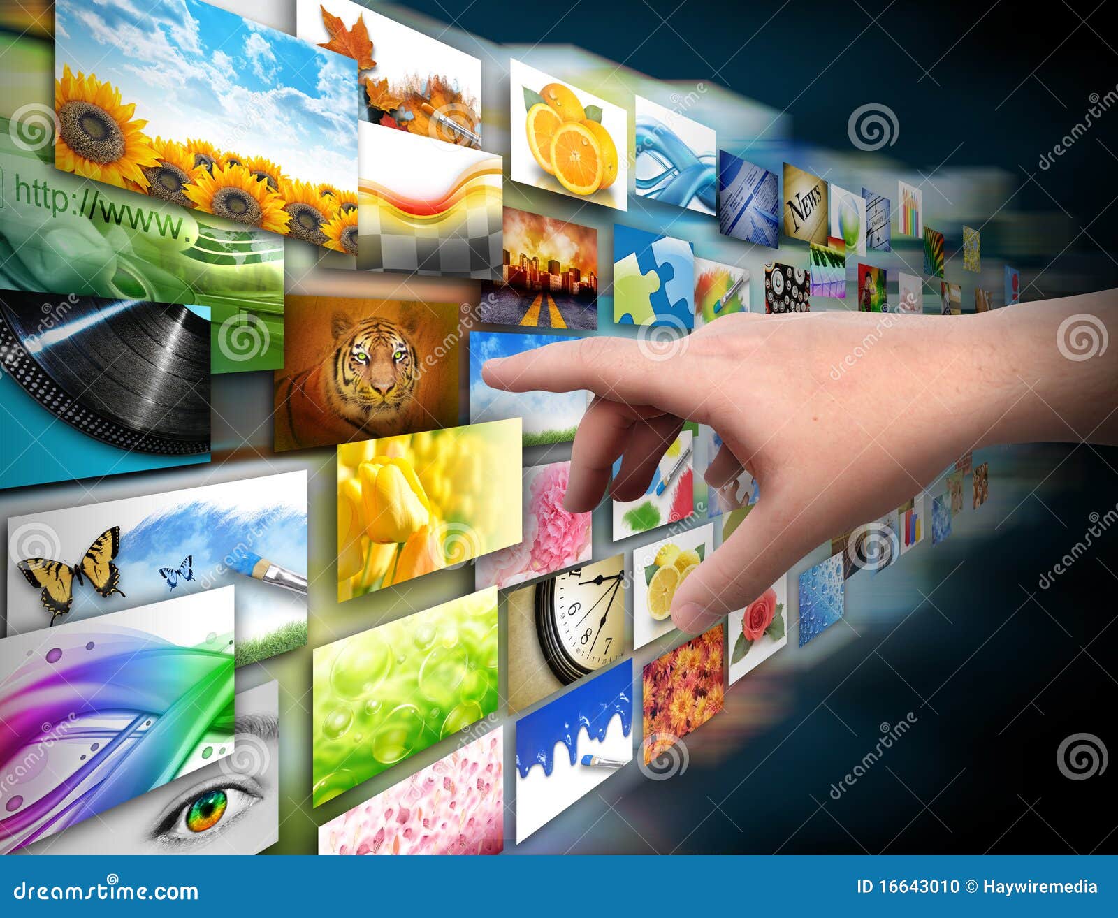 Hand on Media Technology Photo Gallery Stock Illustration ...