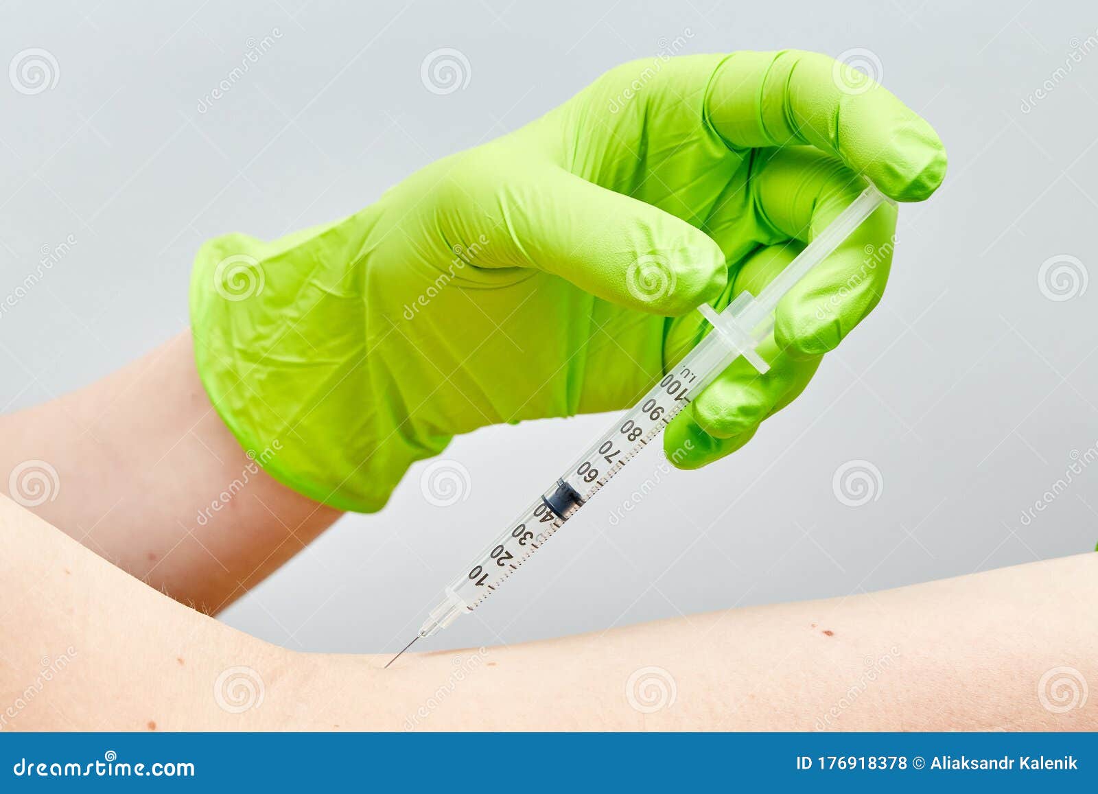 Hand in a Medical Glove Makes an Injection Stock Photo - Image of girl ...