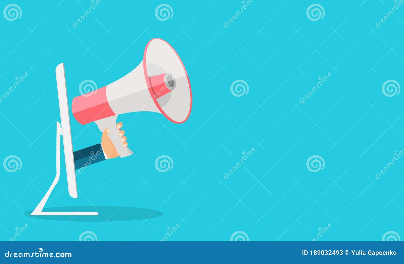 Hand with Megaphone from Computer. Attention Concept Design Stock ...