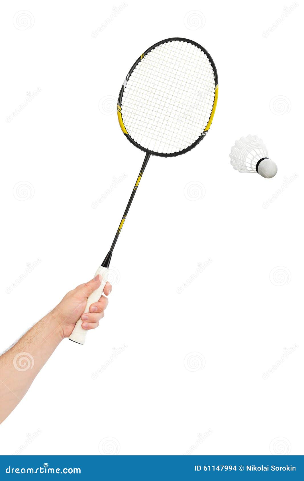 Hand Met Badmintonracket En Shuttle Stock Foto - Image of veer, binnen ...