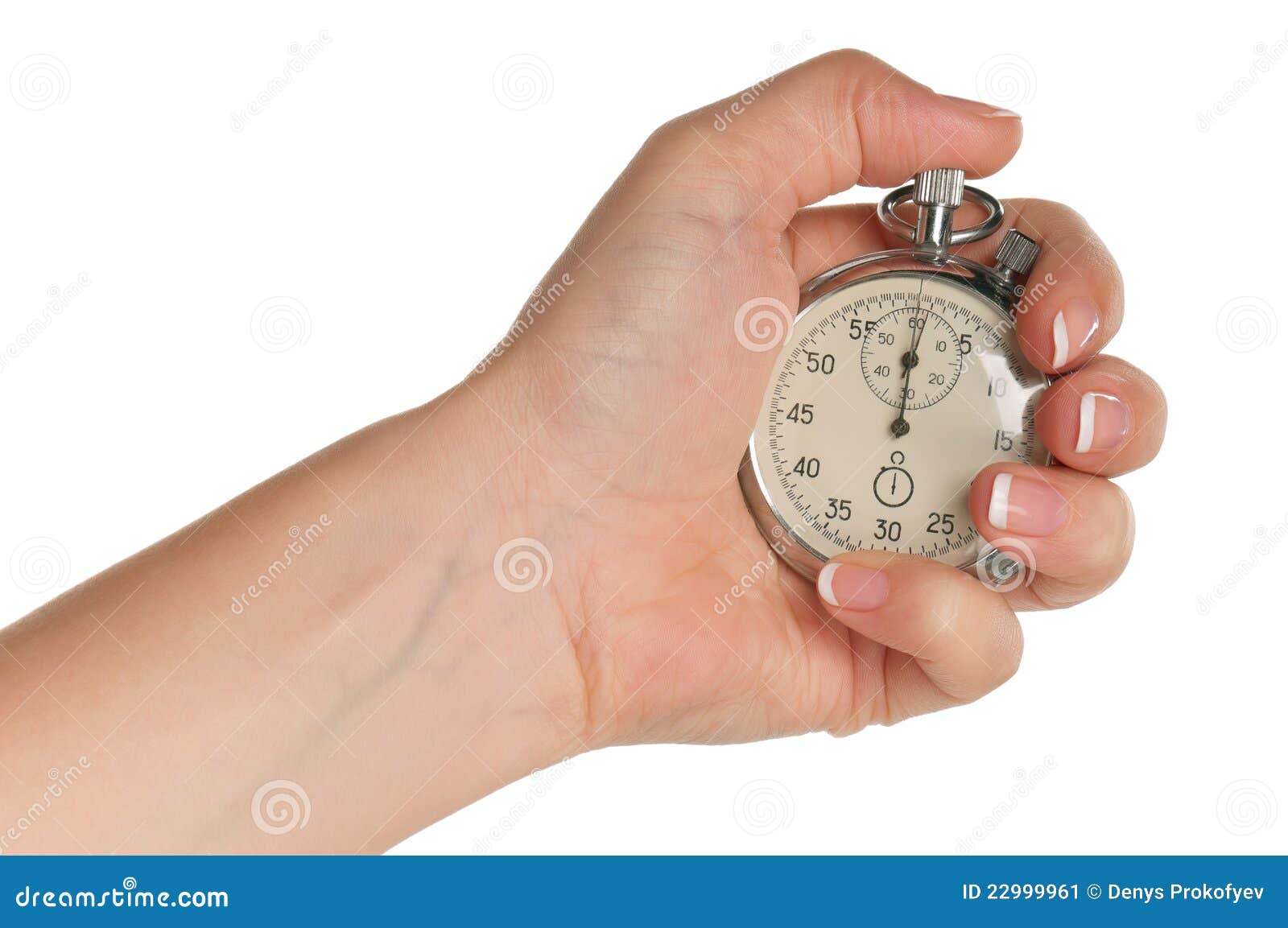 Hand met chronometer stock afbeelding. Image of eind - 22999961