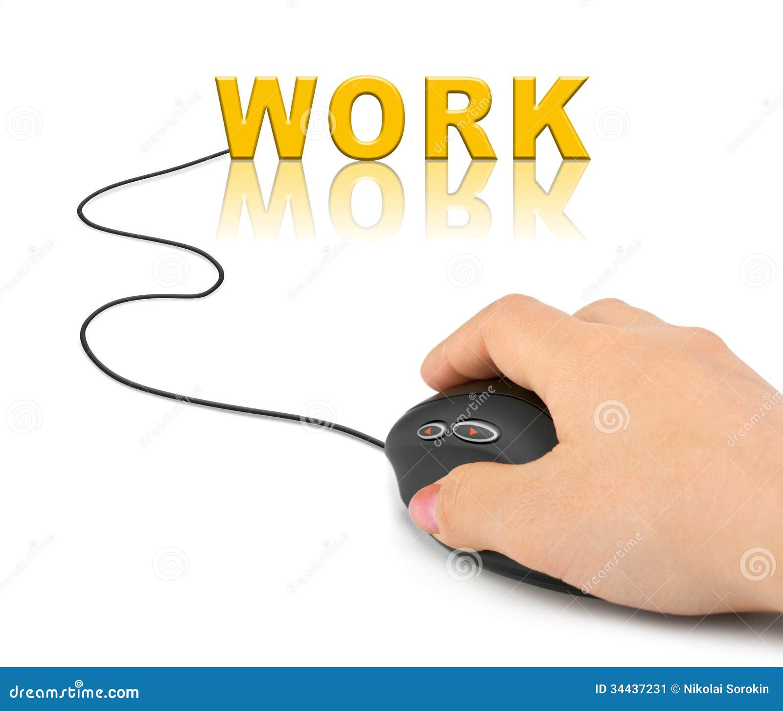 Hand Met Computermuis En Het Woordwerk Stock Afbeelding - Image of ...