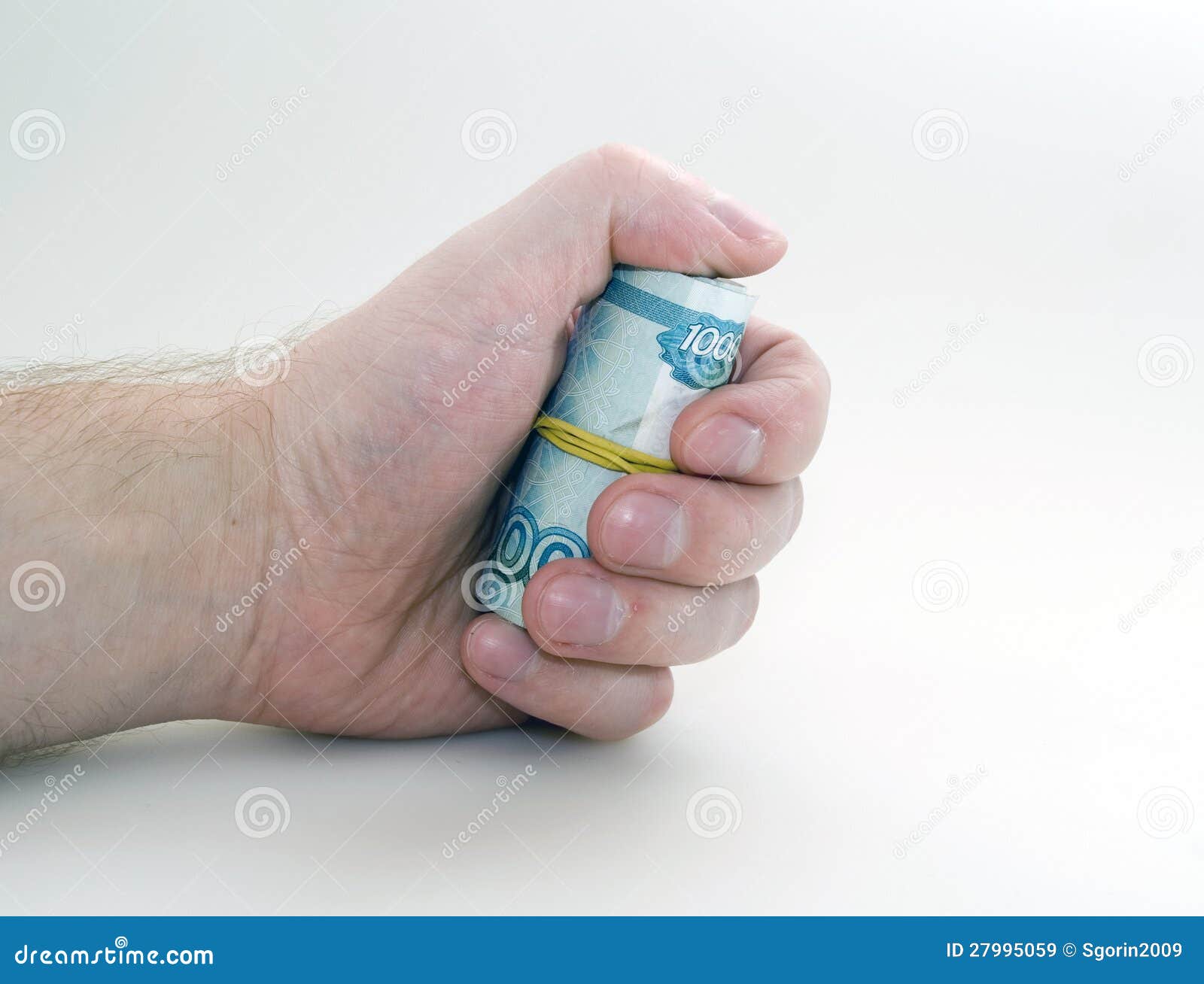 Hand Met Een Bundel Van Geld Stock Afbeelding - Image of achtergrond ...