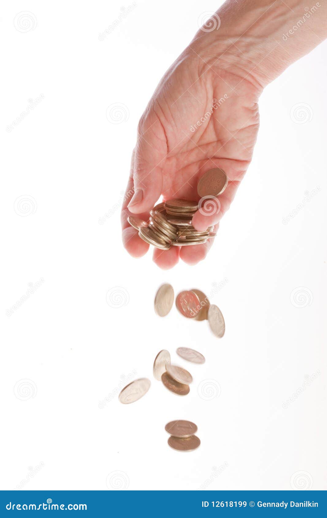 Hand met geld stock afbeelding. Image of muntstuk, verdien - 12618199