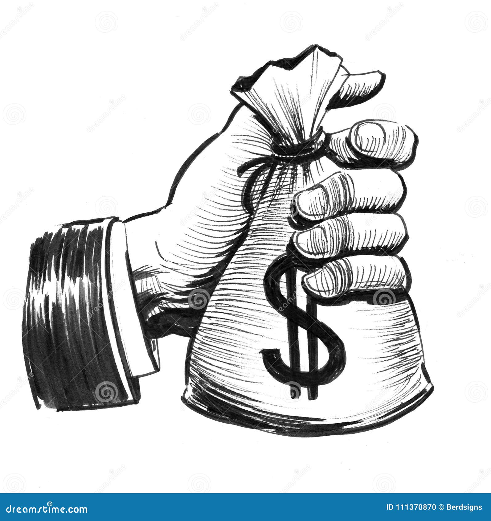 Hand met geldcontant geld stock illustratie. Illustration of tekening ...