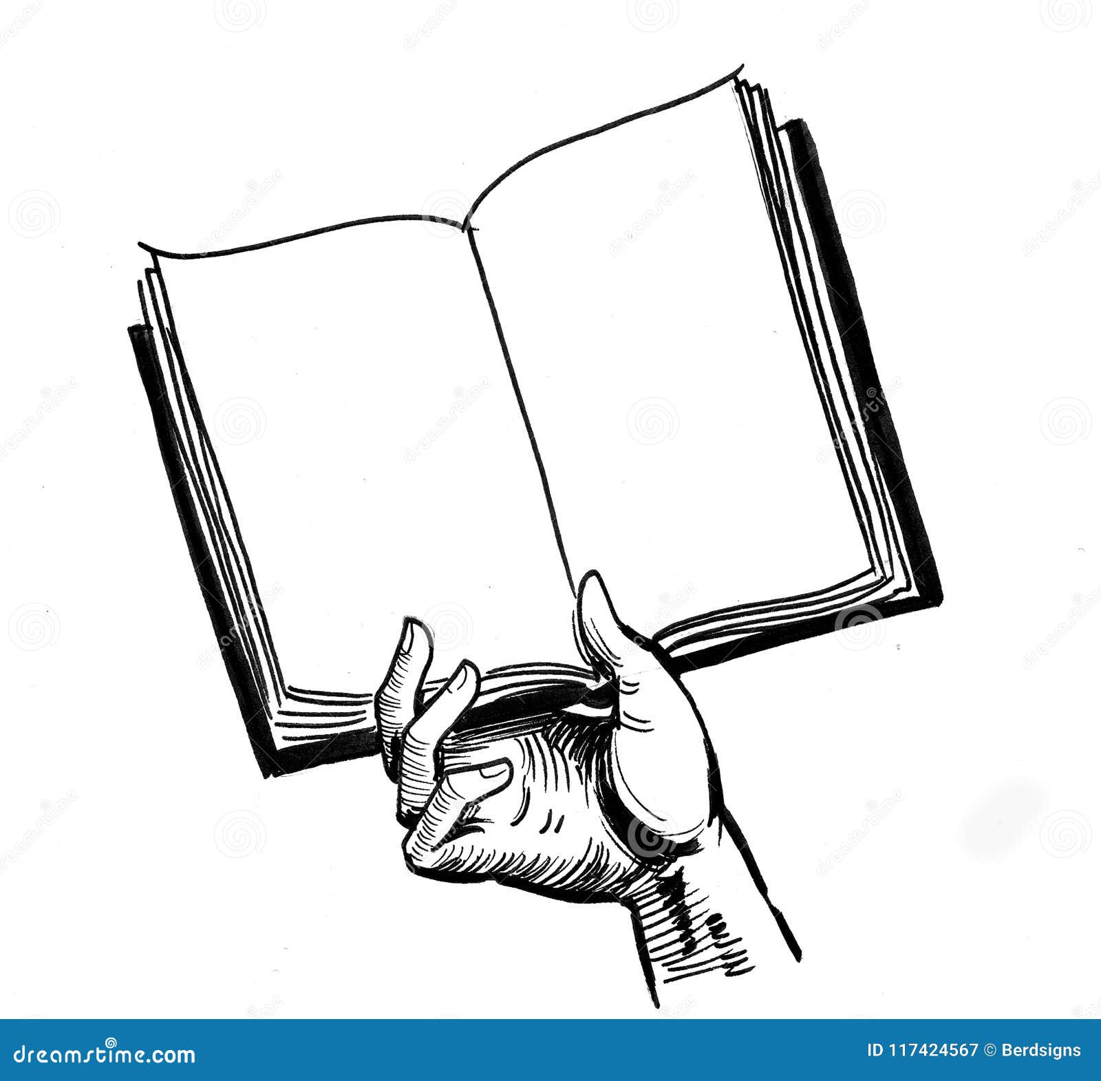 Hand met open boek stock illustratie. Illustration of boek - 117424567